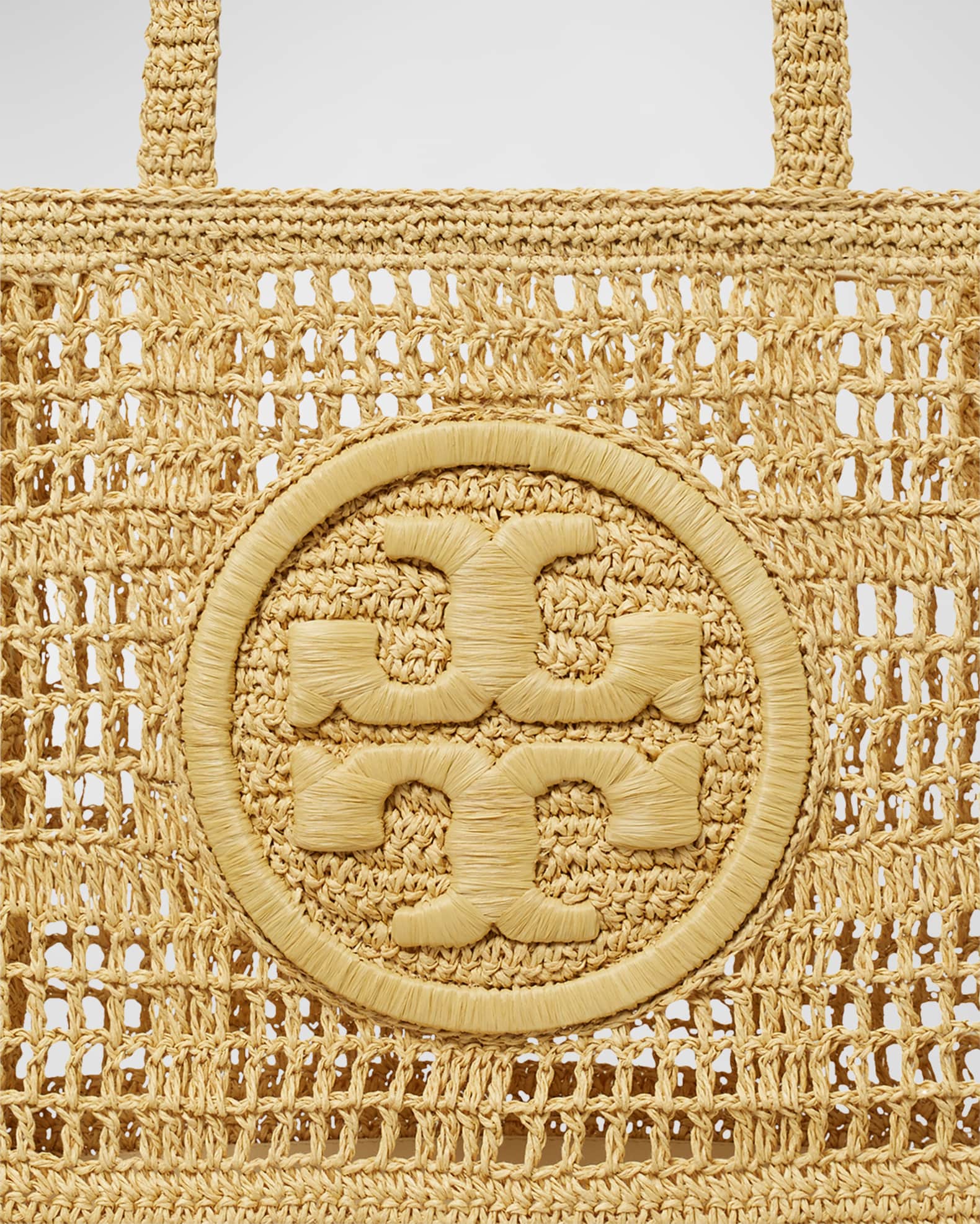 Tory Burch Ella Small Crochet Straw Tote Bag | Neiman Marcus