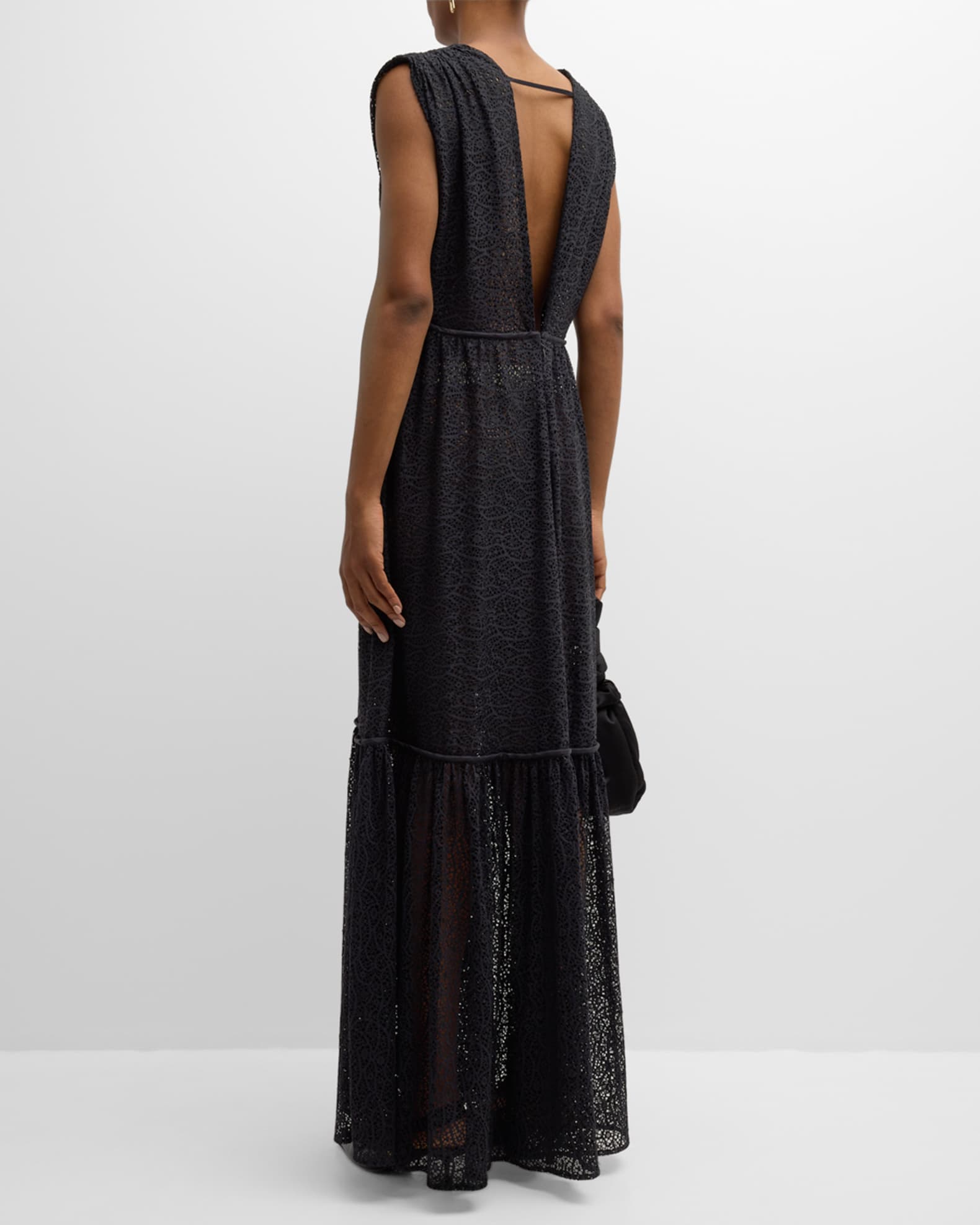 BITE Studios Prato Plunging Sleeveless Lace Maxi Dress | Neiman Marcus