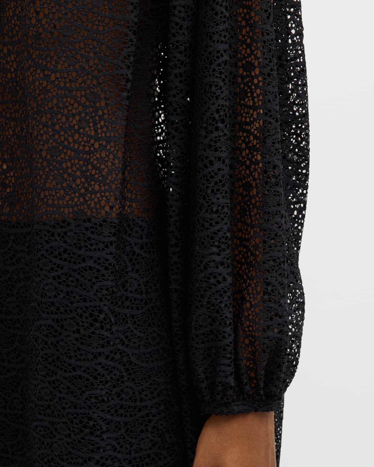 BITE Studios Nuancer Summer Long-Sleeve Collared Lace Blouse | Neiman Marcus