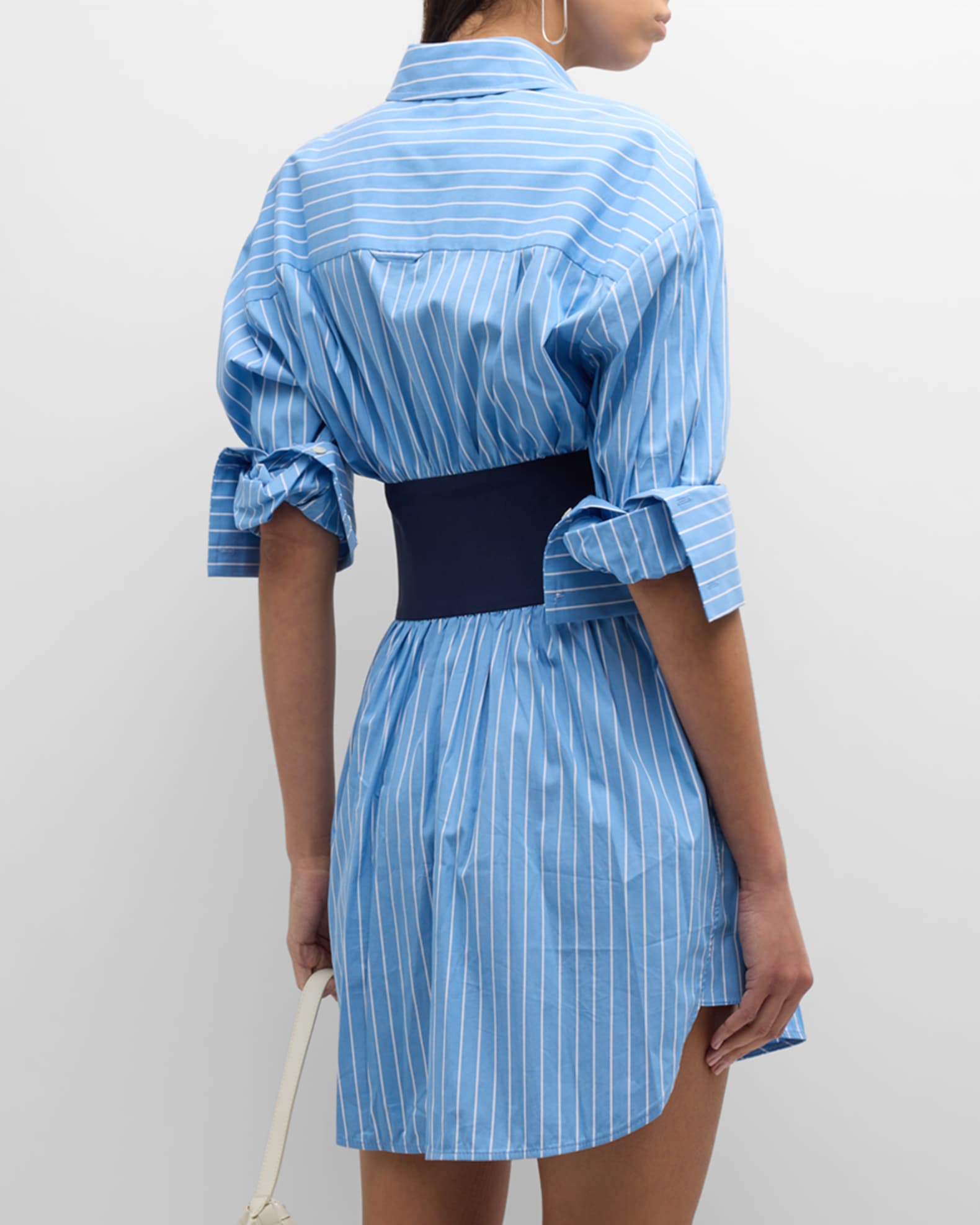 STAUD Michelle Pinstripe Cotton Poplin Mini Dress | Neiman Marcus