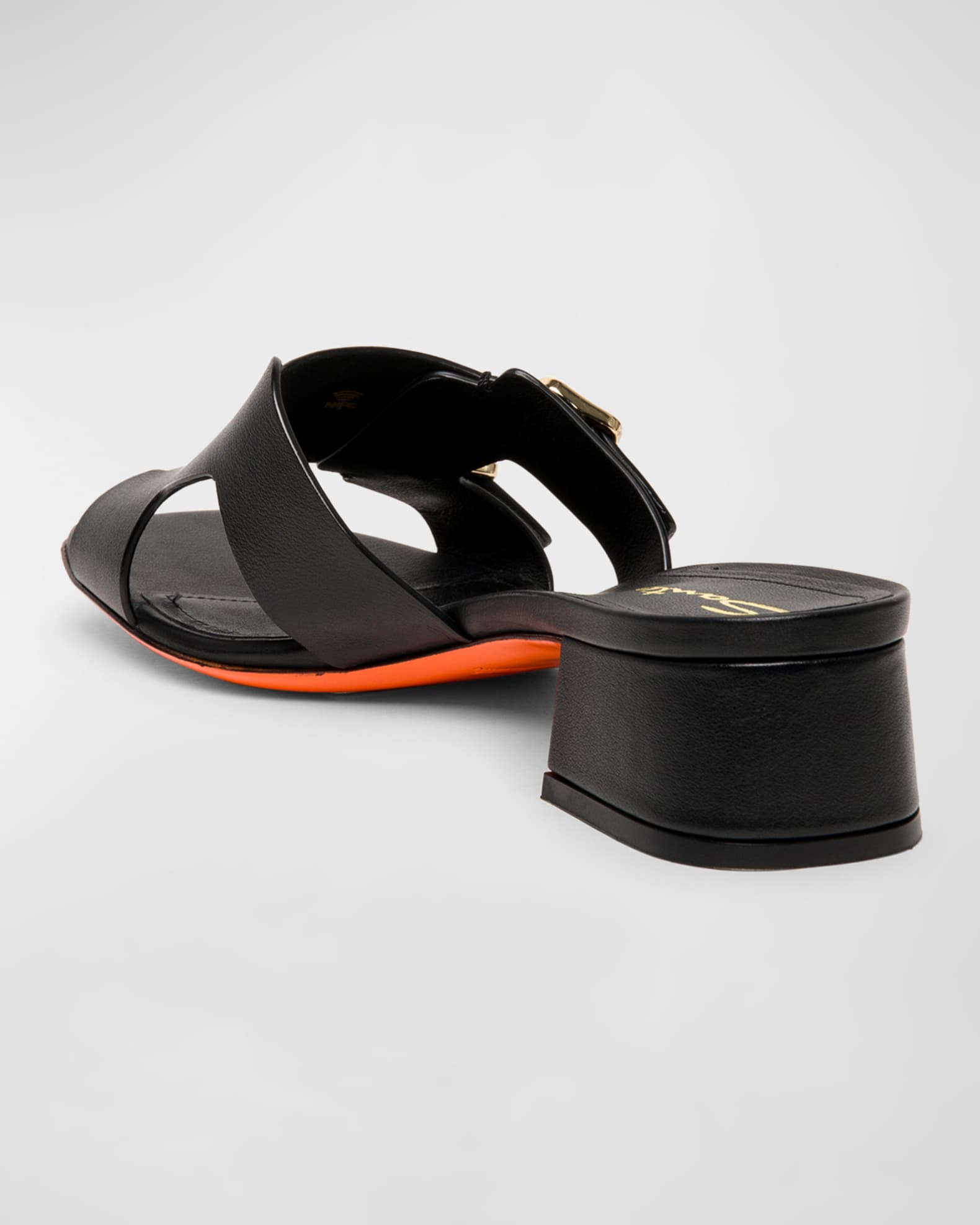 Santoni Calyps Leather Double Monk Mule Sandals | Neiman Marcus