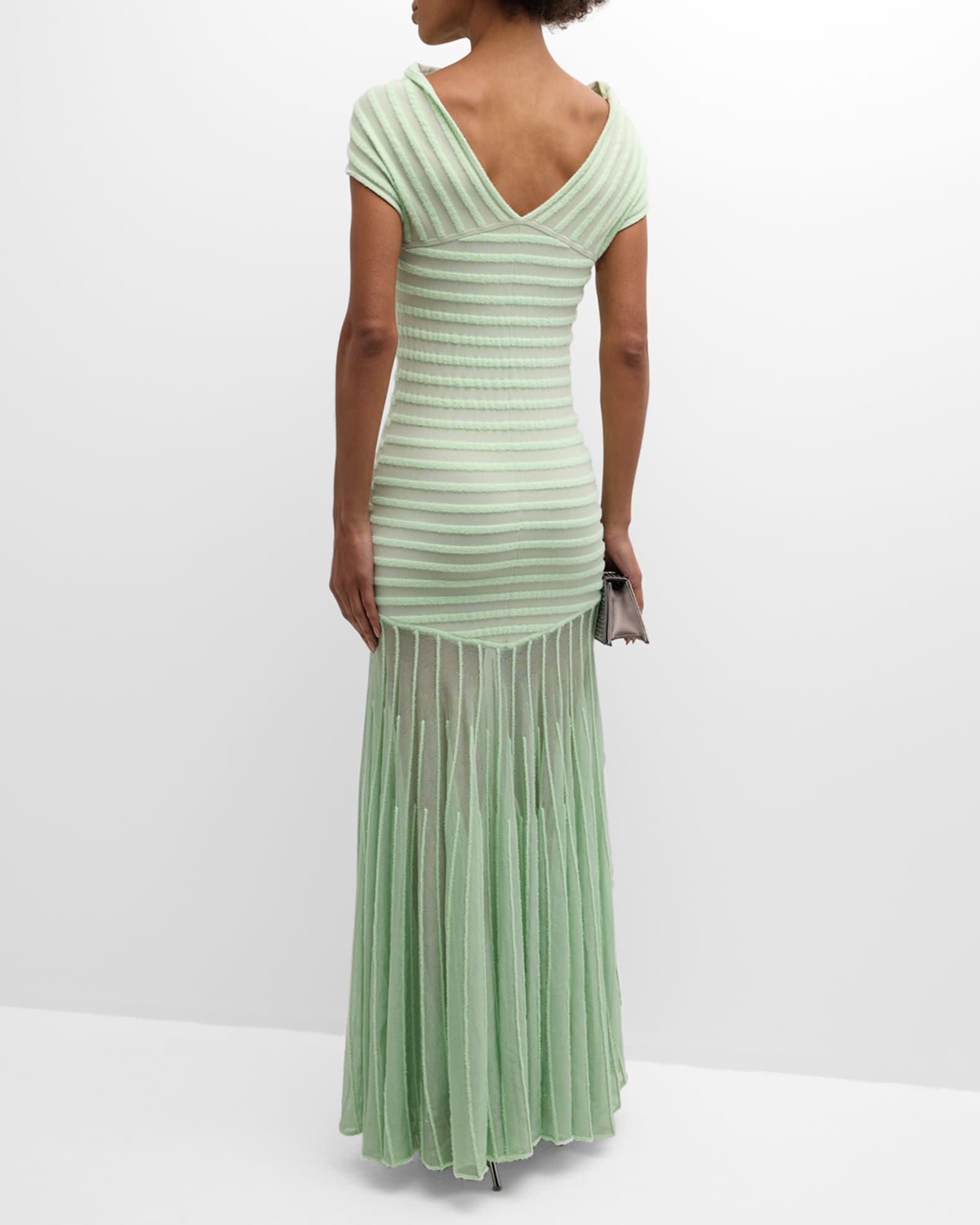 Alexis Marce Off-the-Shoulder Pleated Knit Maxi Dress | Neiman Marcus