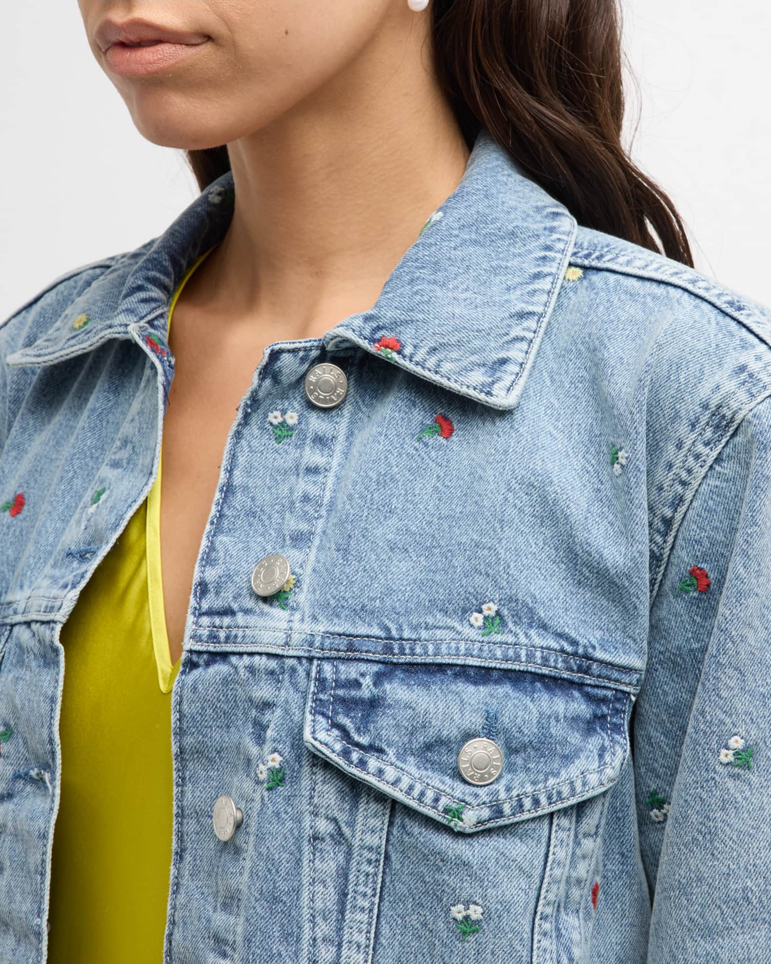 Rails Grove Floral Embroidered Denim Jacket | Neiman Marcus