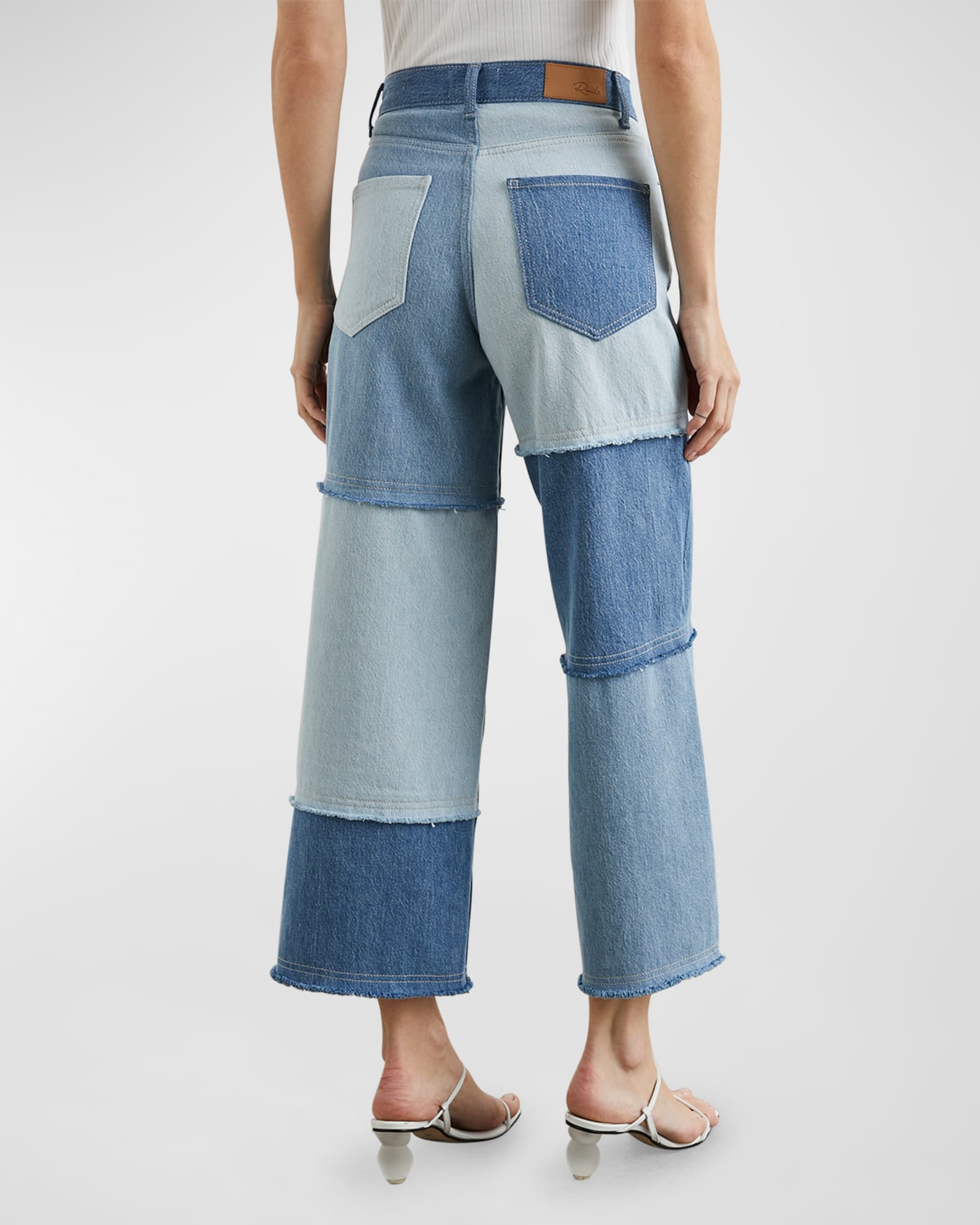 Rails Getty Cropped Wide-Leg Patchwork Jeans | Neiman Marcus