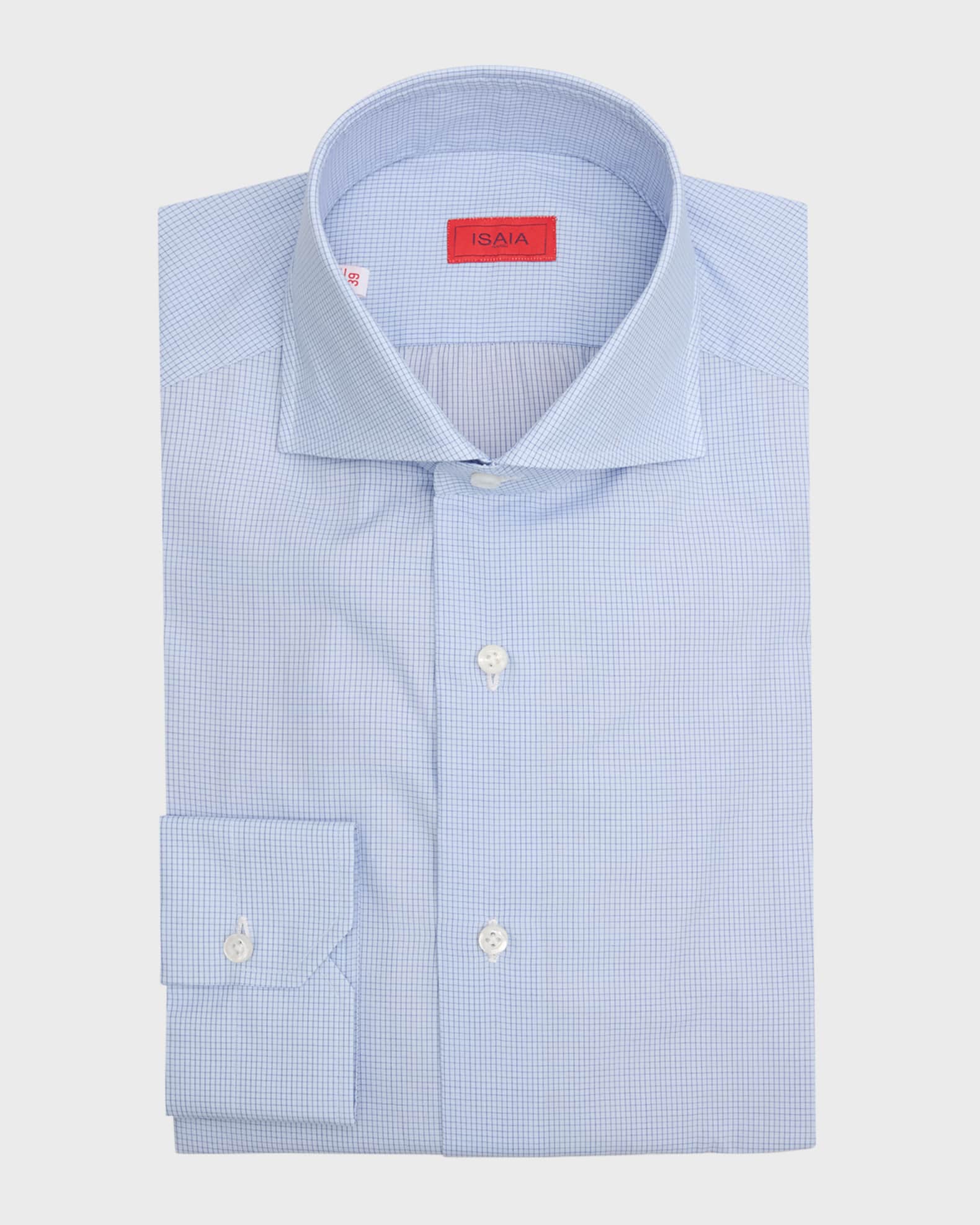 Isaia Men's Cotton Micro-Check Dress Shirt | Neiman Marcus