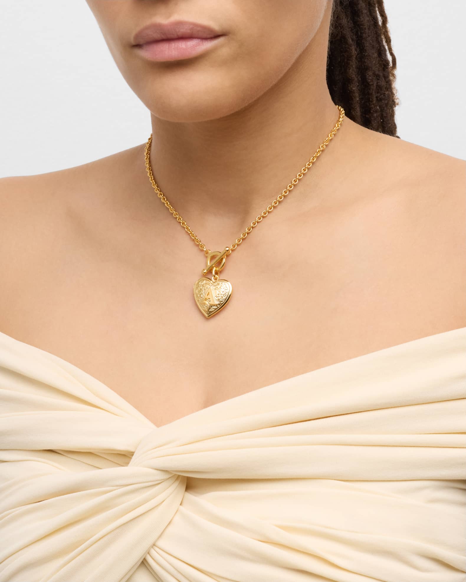 Ben-Amun Gold Heart Initial Locket Necklace | Neiman Marcus