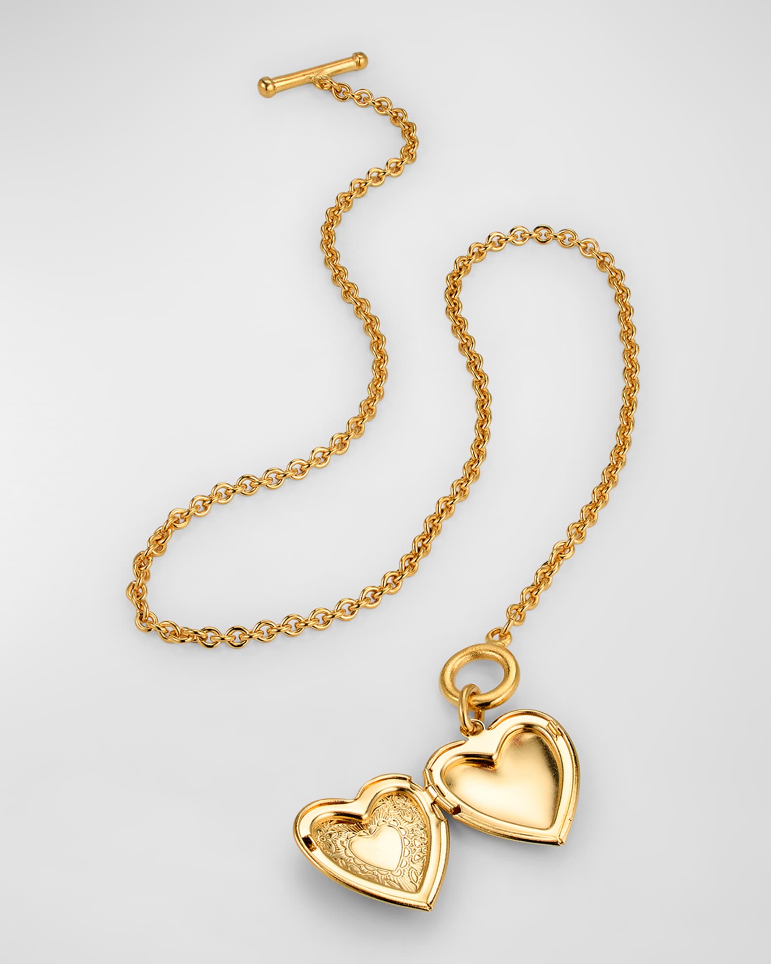 Ben-Amun Gold Heart Initial Locket Necklace | Neiman Marcus