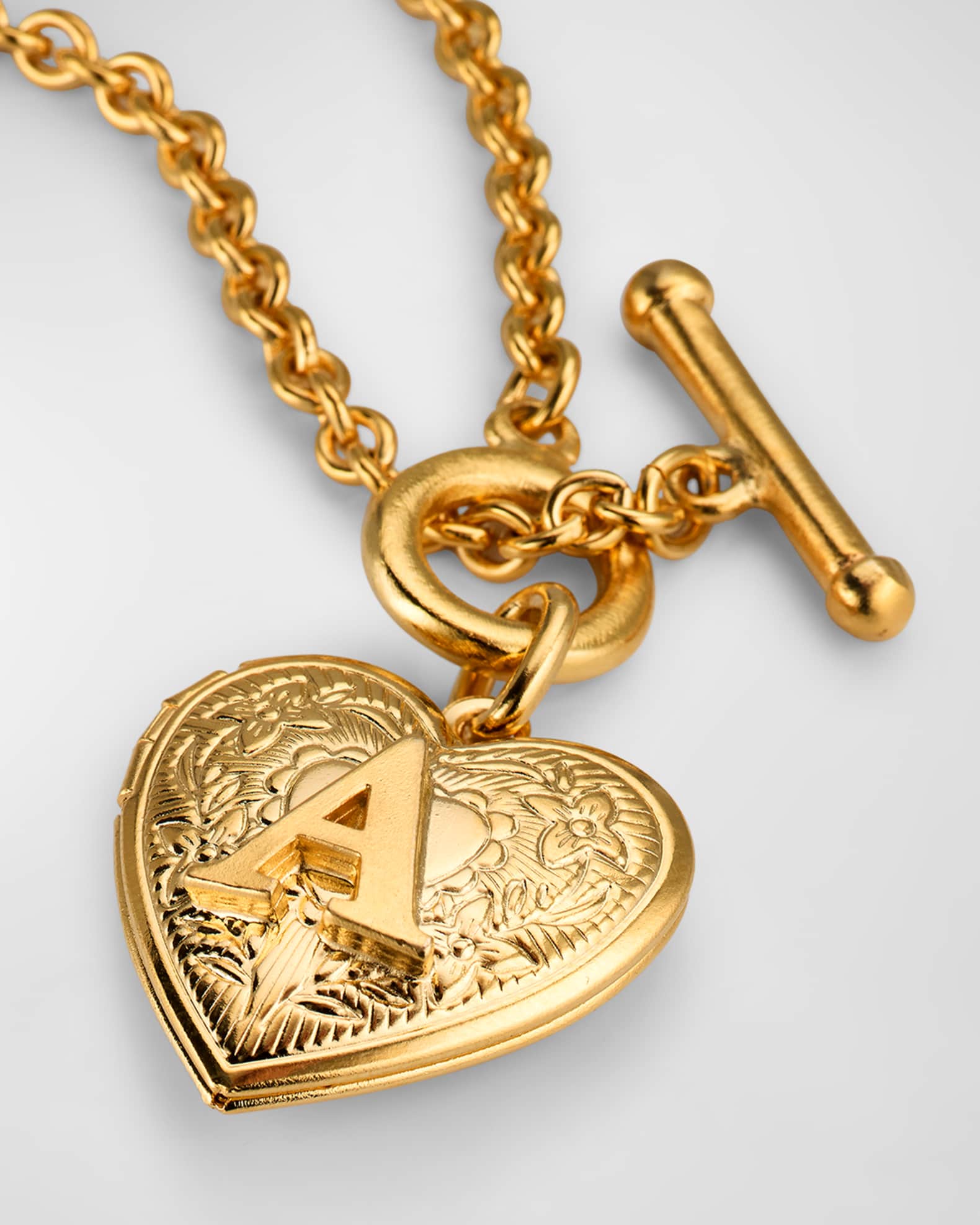 Ben-Amun Gold Heart Initial Locket Necklace | Neiman Marcus