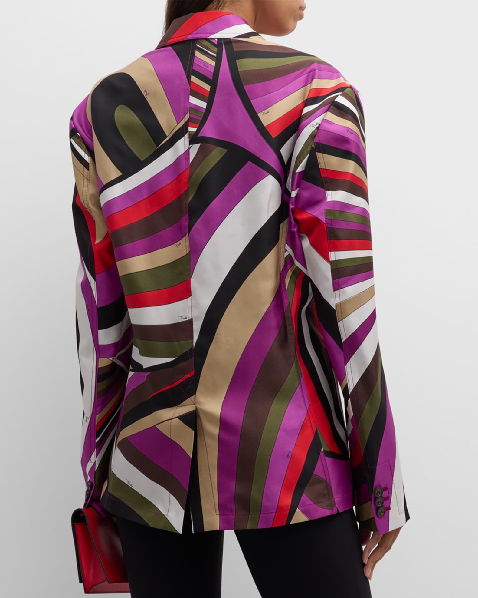 Emilio Pucci Abstract-Print Single-Breasted Silk Jacket | Neiman Marcus