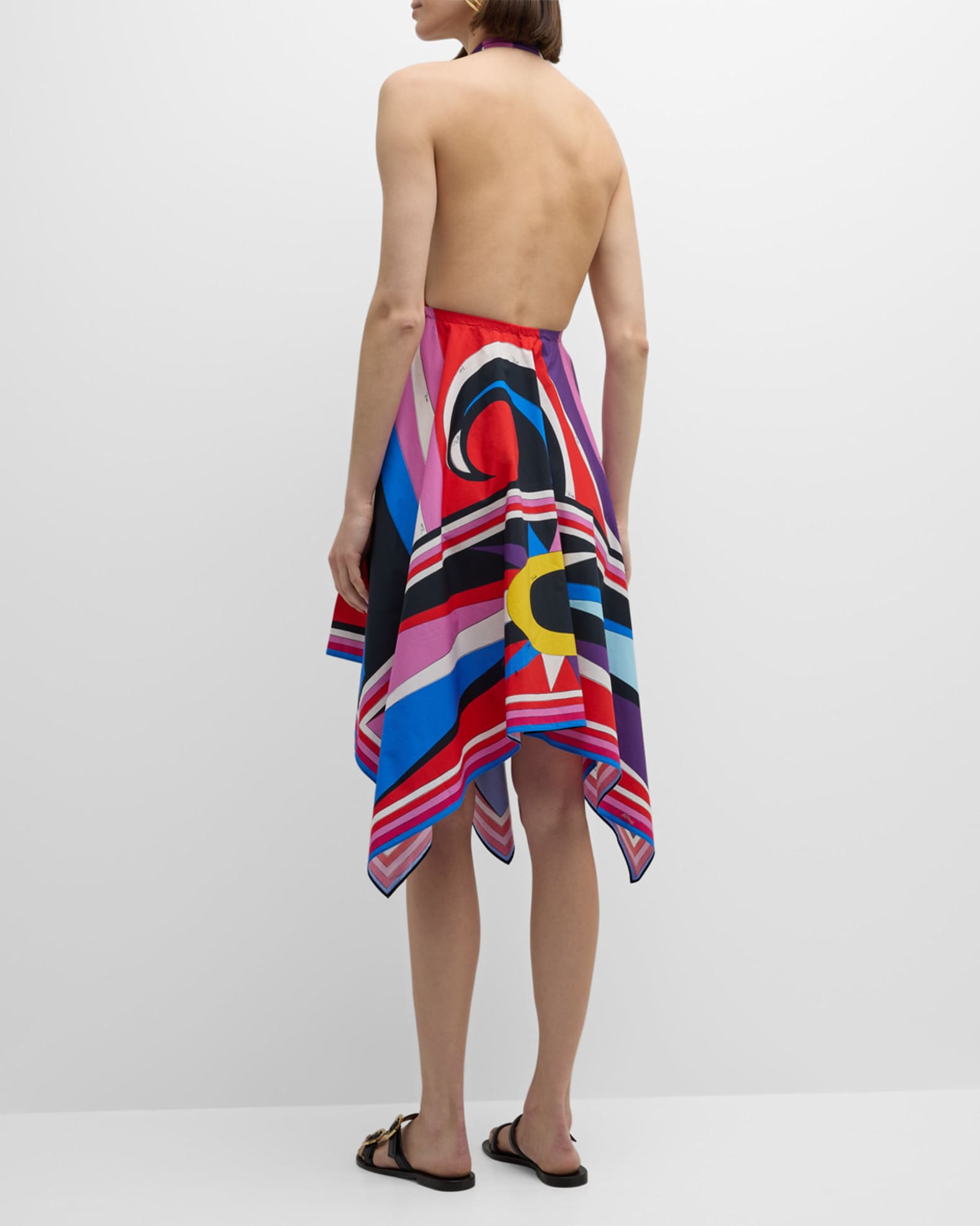 Emilio Pucci Abstract-Print Halter Handkerchief Dress | Neiman Marcus