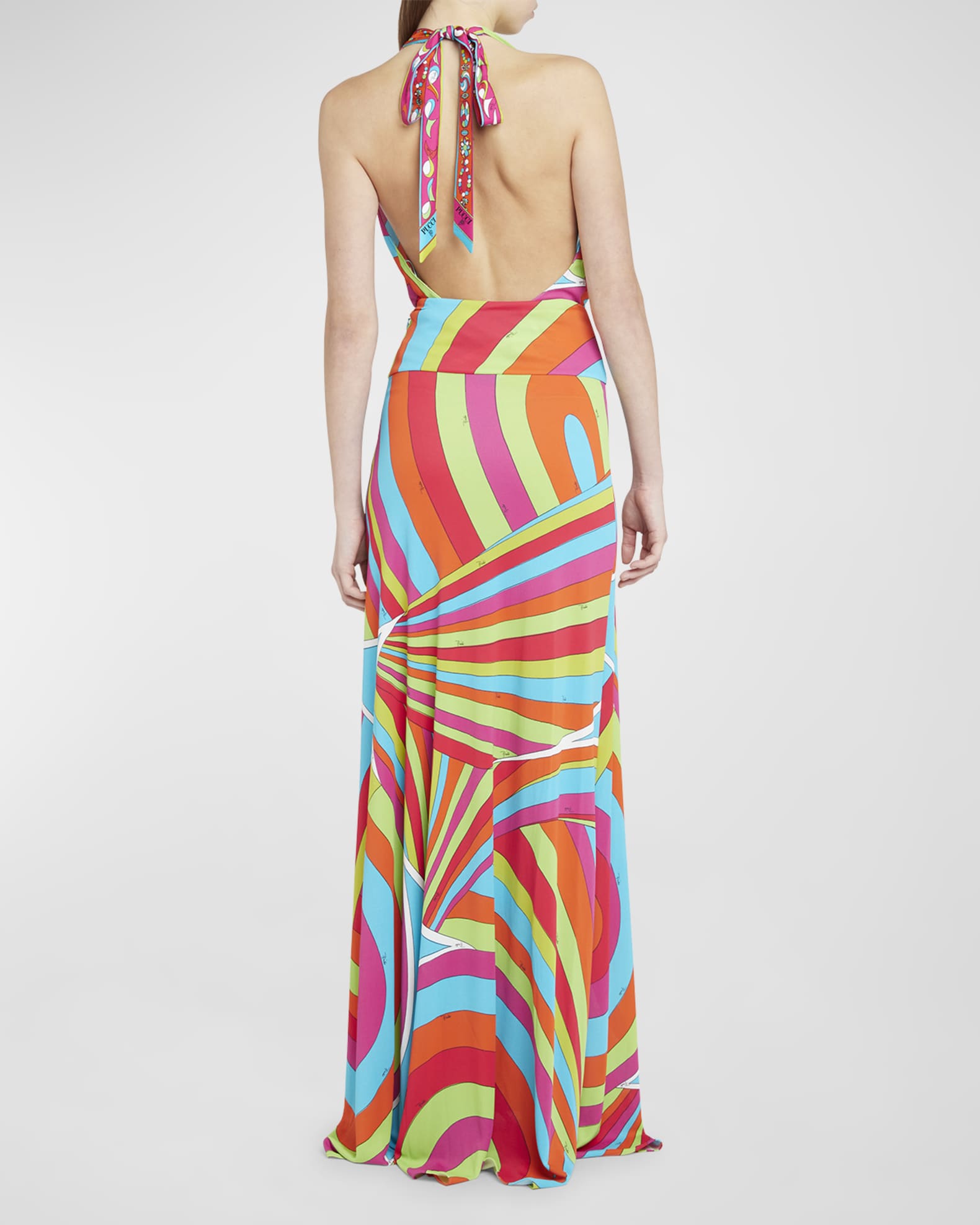 Emilio Pucci Abstract-Print Cowl Halter Top | Neiman Marcus
