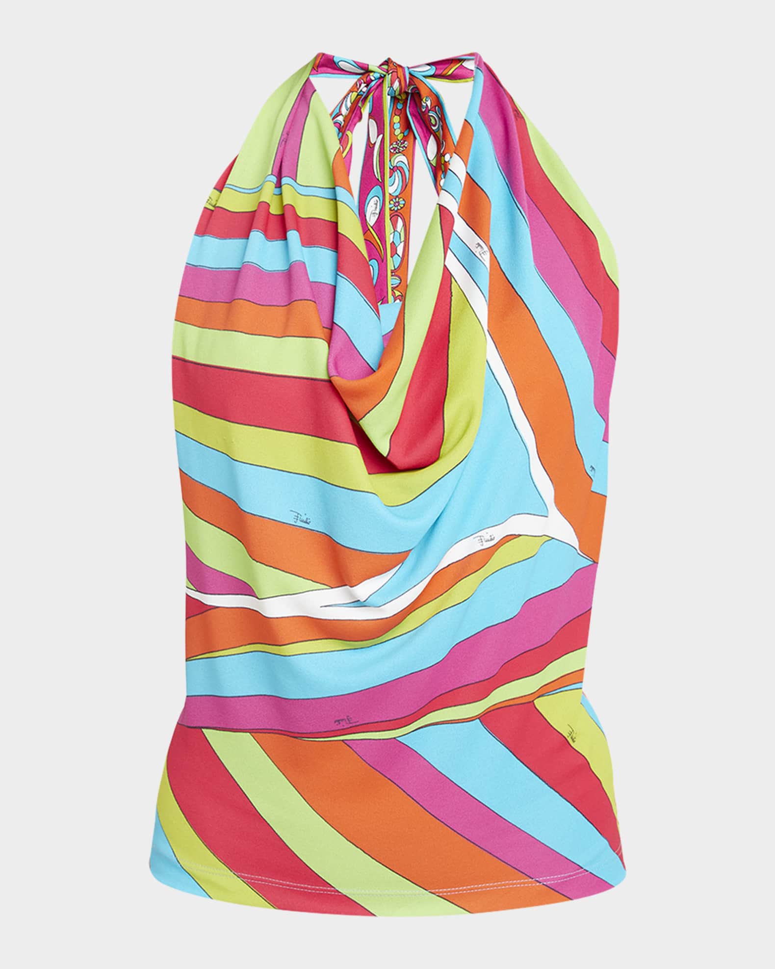 Emilio Pucci Abstract-Print Cowl Halter Top | Neiman Marcus
