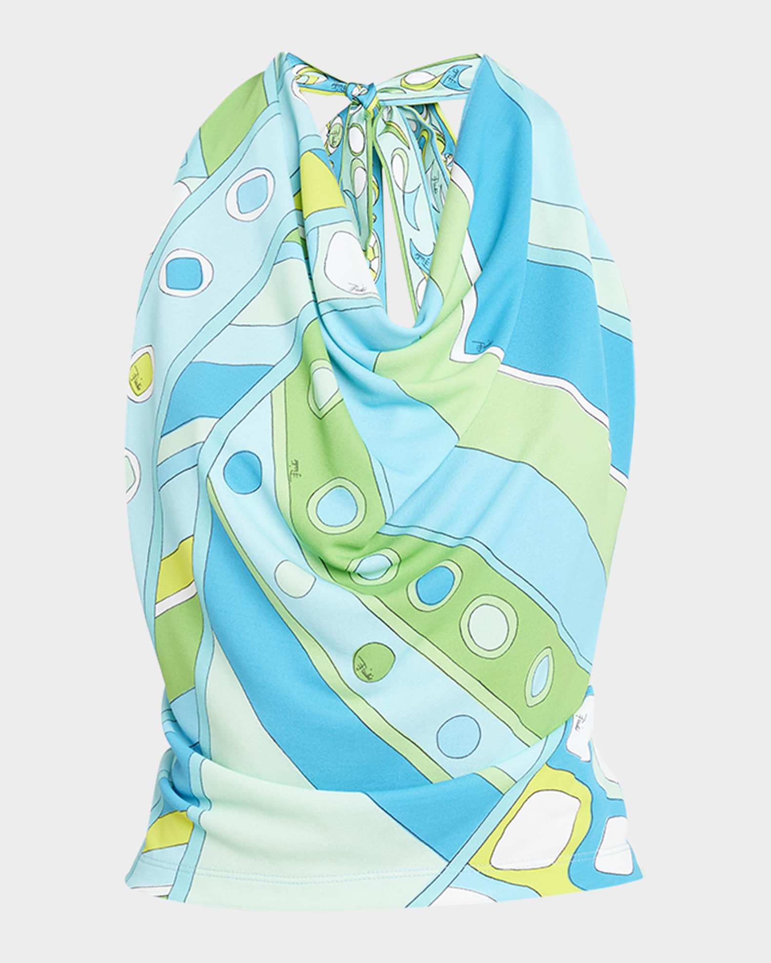 Emilio Pucci Abstract-Print Cowl Halter Top | Neiman Marcus