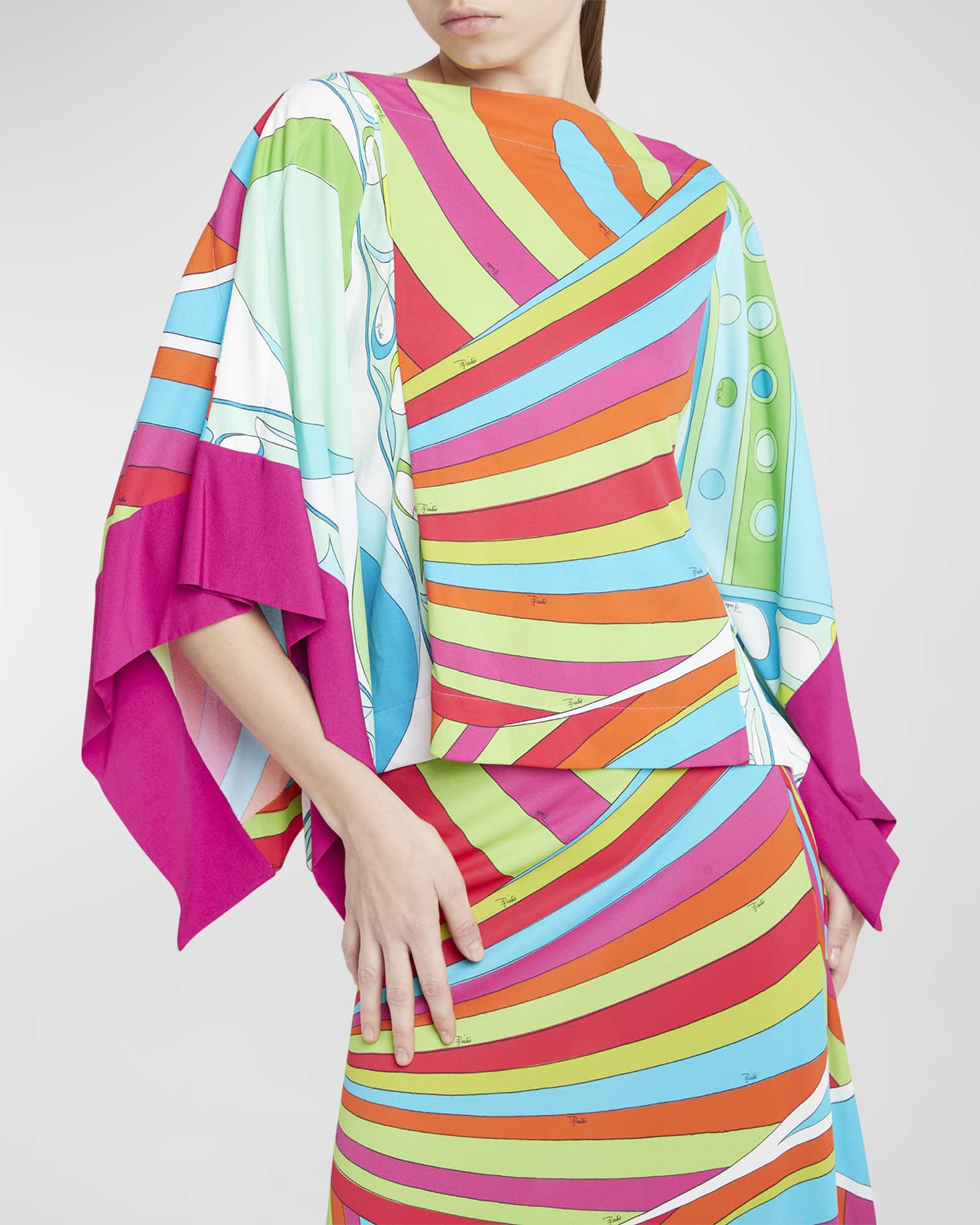 Emilio Pucci Abstract-Print Foulard Blouse | Neiman Marcus