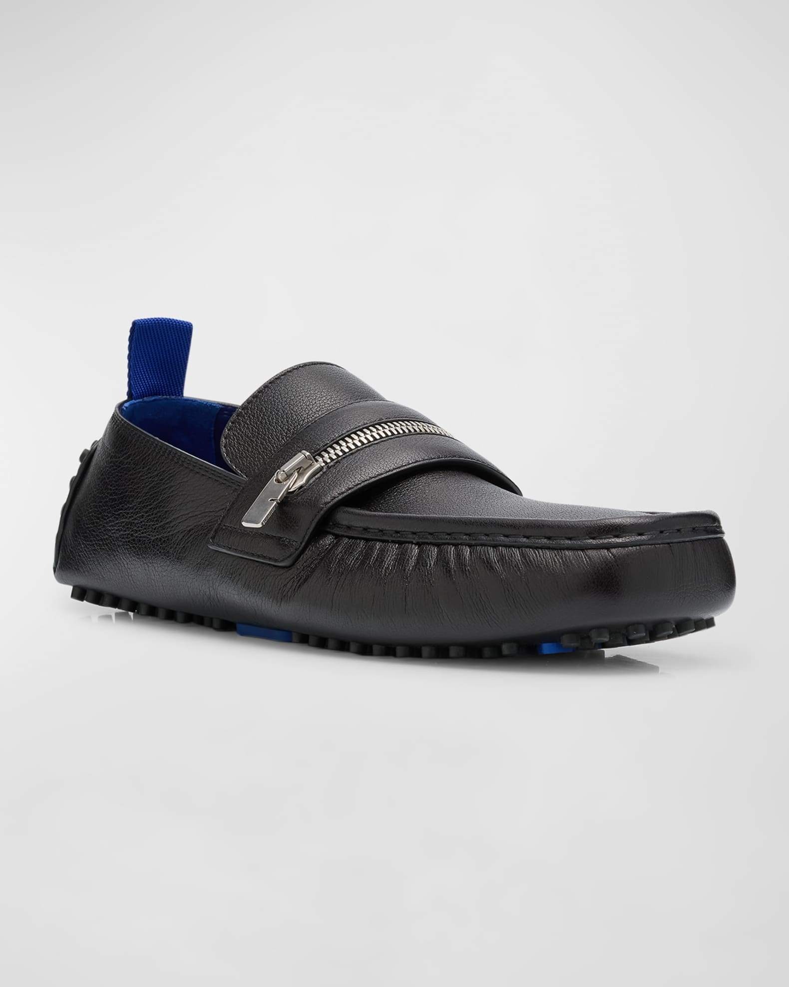 Burberry Men's Motor Zip Leather Drivers | Neiman Marcus