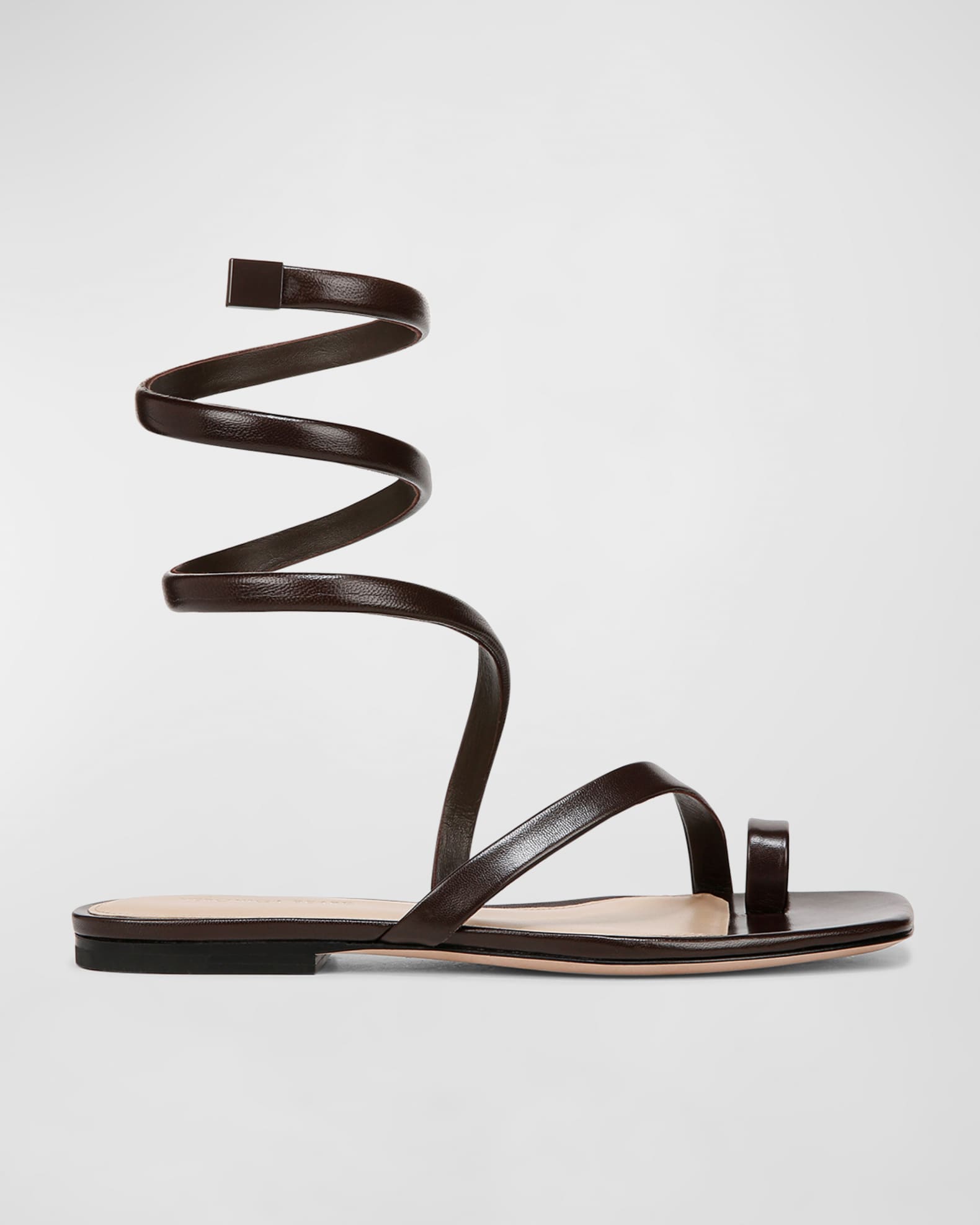 Veronica Beard Allura Leather Spiral-Wrap Flat Sandals | Neiman Marcus