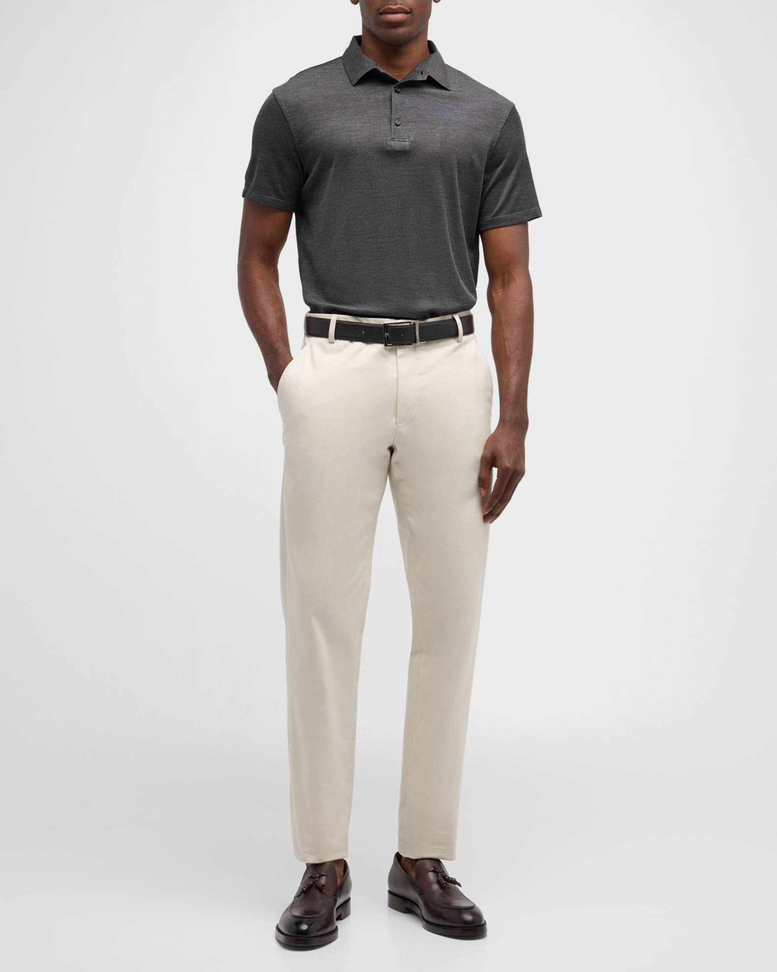 Isaia Men's Silk Polo Shirt | Neiman Marcus