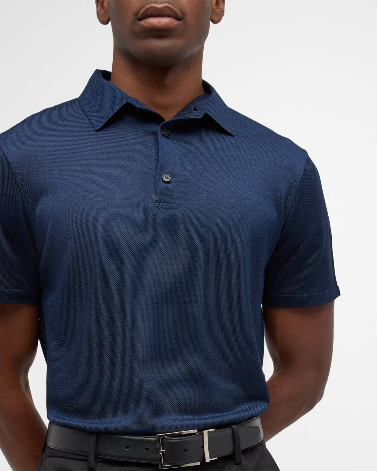 Isaia Men's Silk Polo Shirt | Neiman Marcus