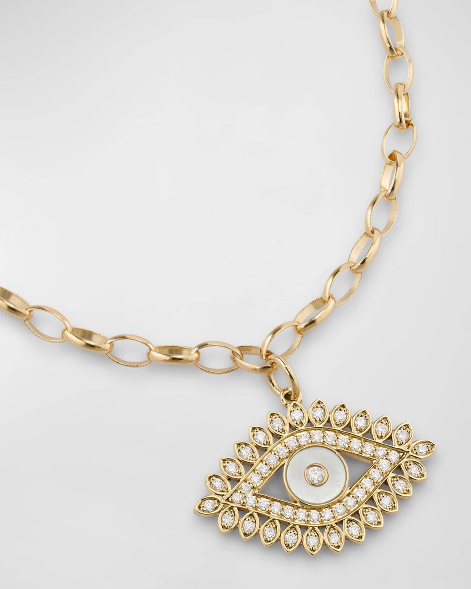 Sydney Evan Evil Eye Marquis Border with Stone Inlay Charm on Belcher ...