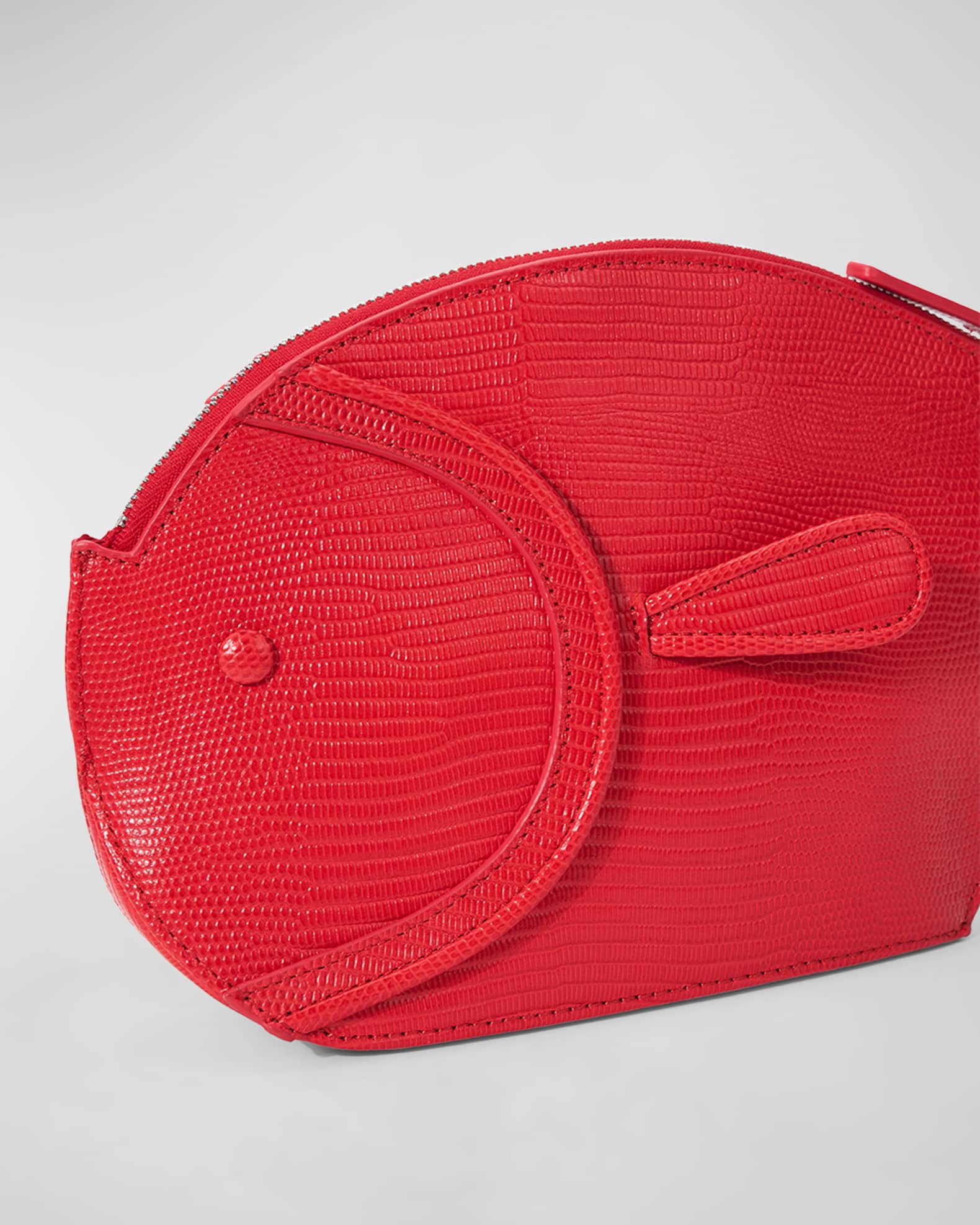 STAUD Fish Lizard-Embossed Leather Clutch Bag | Neiman Marcus