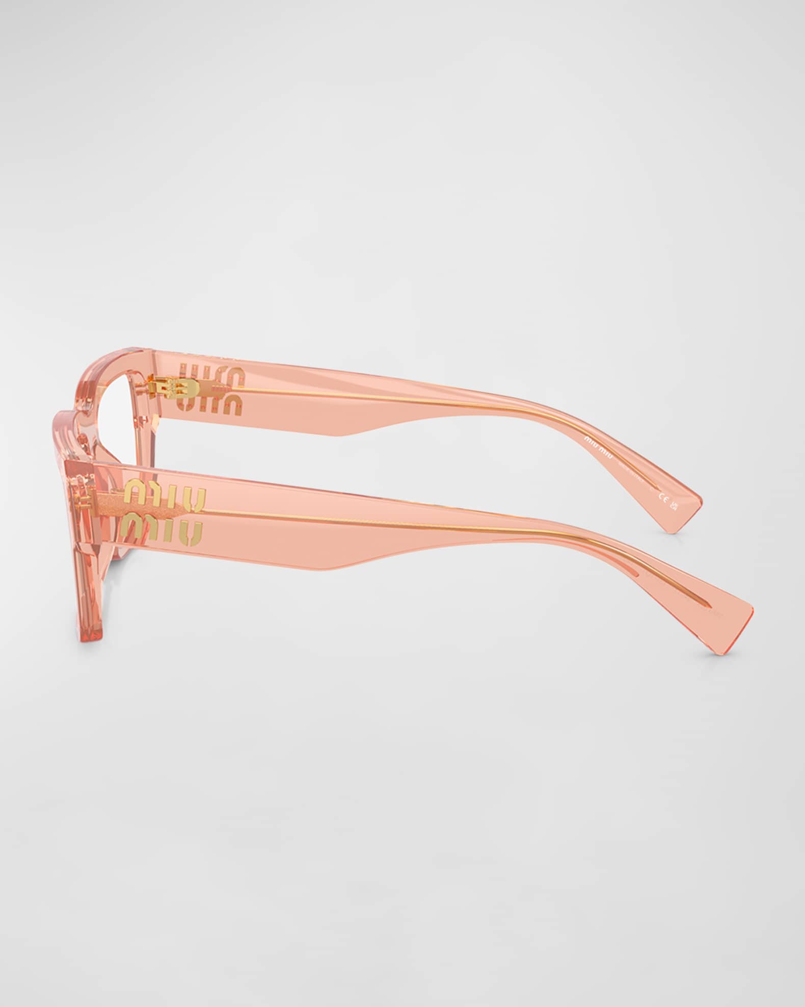 Miu Miu Transparent Acetate Rectangle Glasses | Neiman Marcus