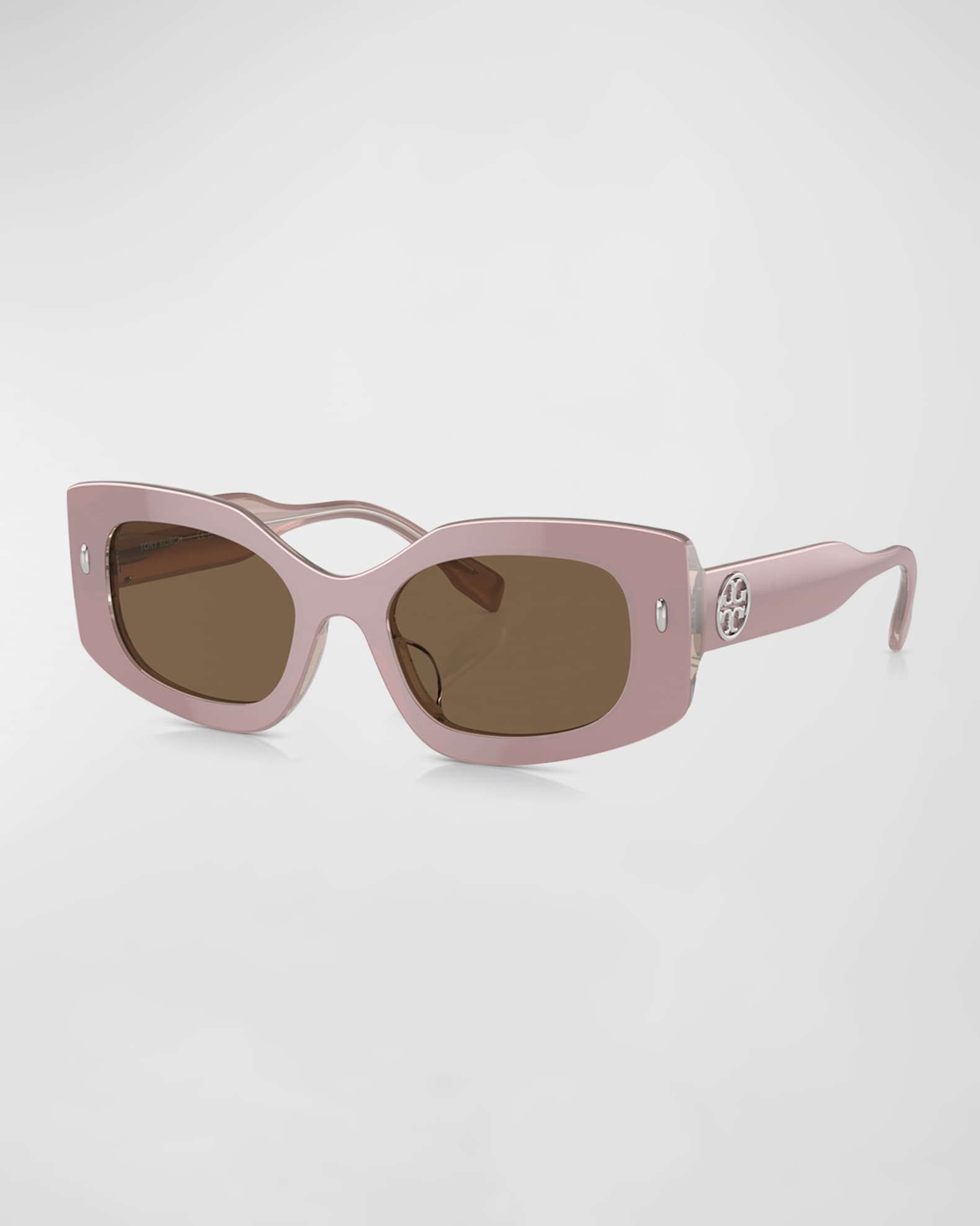 Tory Burch Monogram Beveled Rectangle Sunglasses | Neiman Marcus