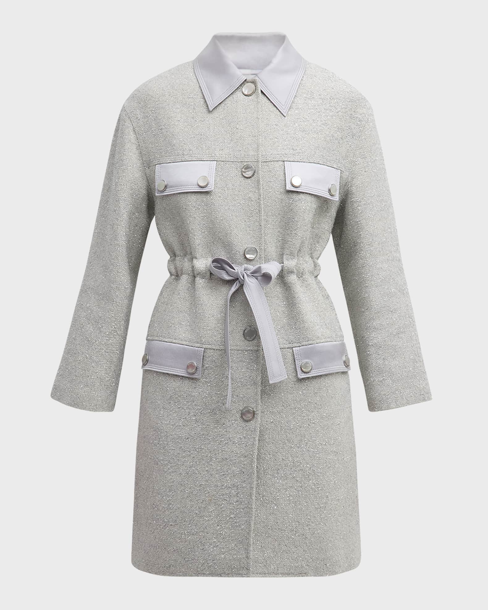 St. John Satin-Trim Metallic Tweed Jacket | Neiman Marcus