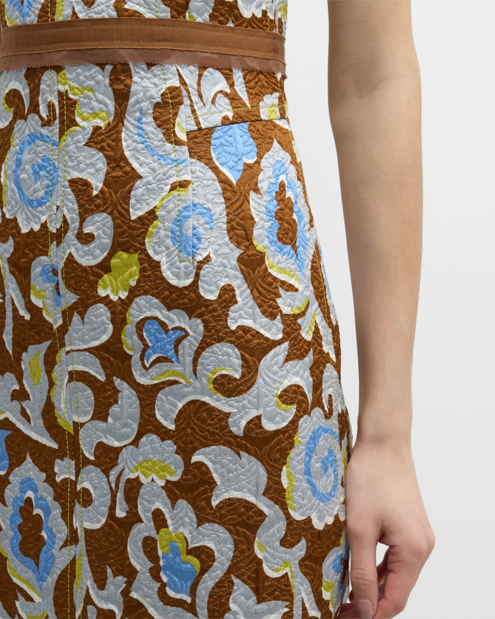 St. John Western Paisley-Print Cloque Jacquard Midi Sheath Dress ...