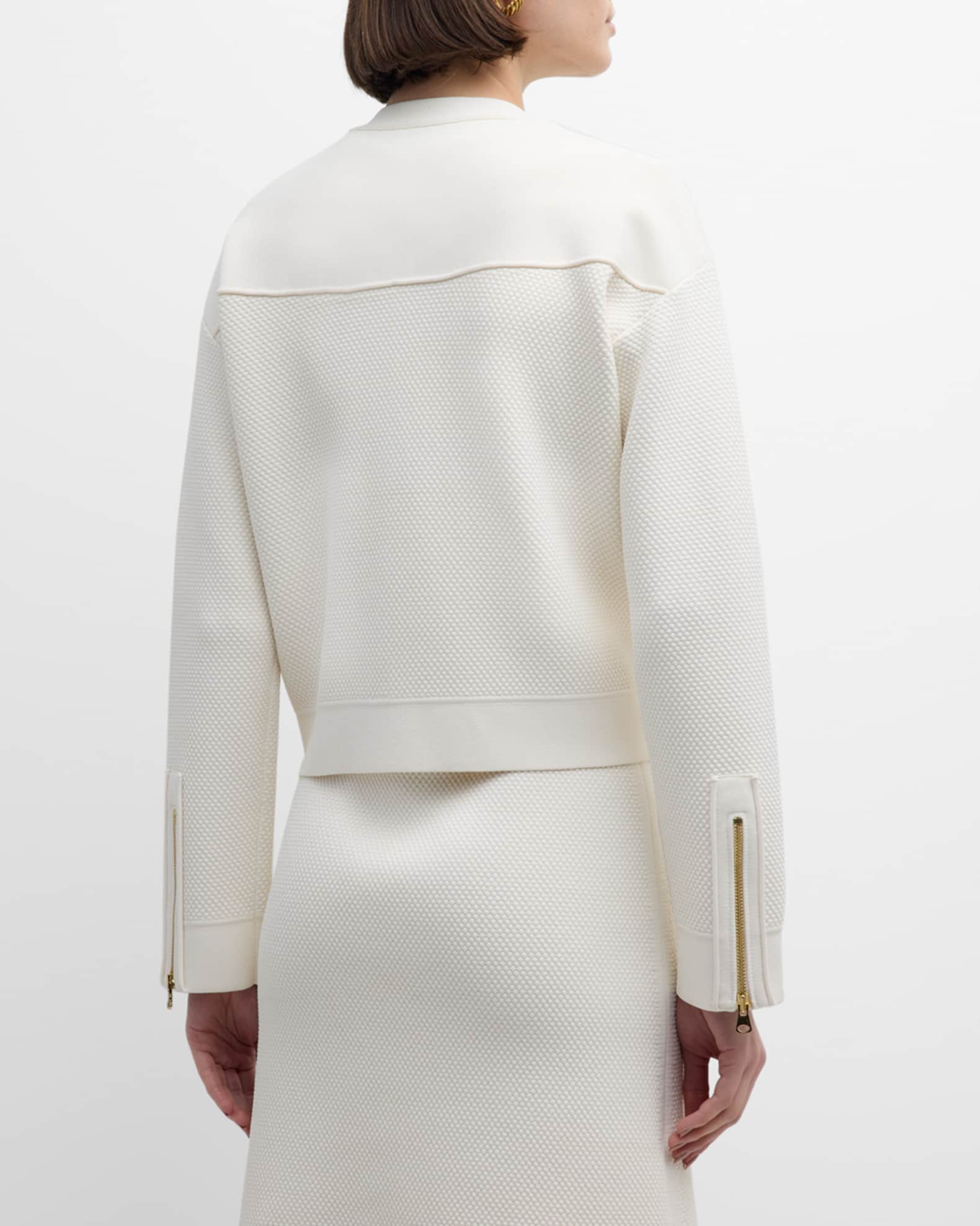 St. John Tonal Double-Face Pebble Texture Knit Zipper Jacket | Neiman ...