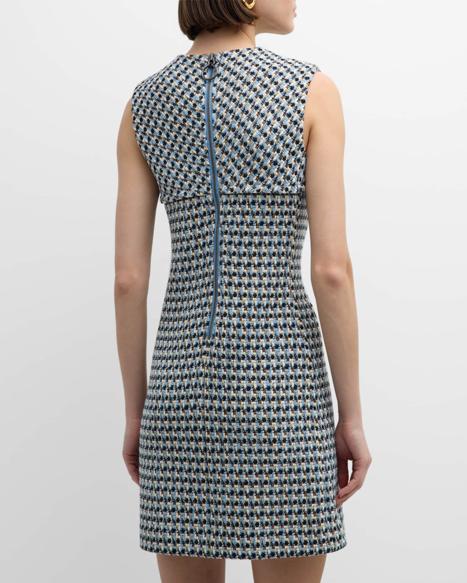 St. John Italian Textured Multiyarn Tweed Sleeveless Mini Dress ...