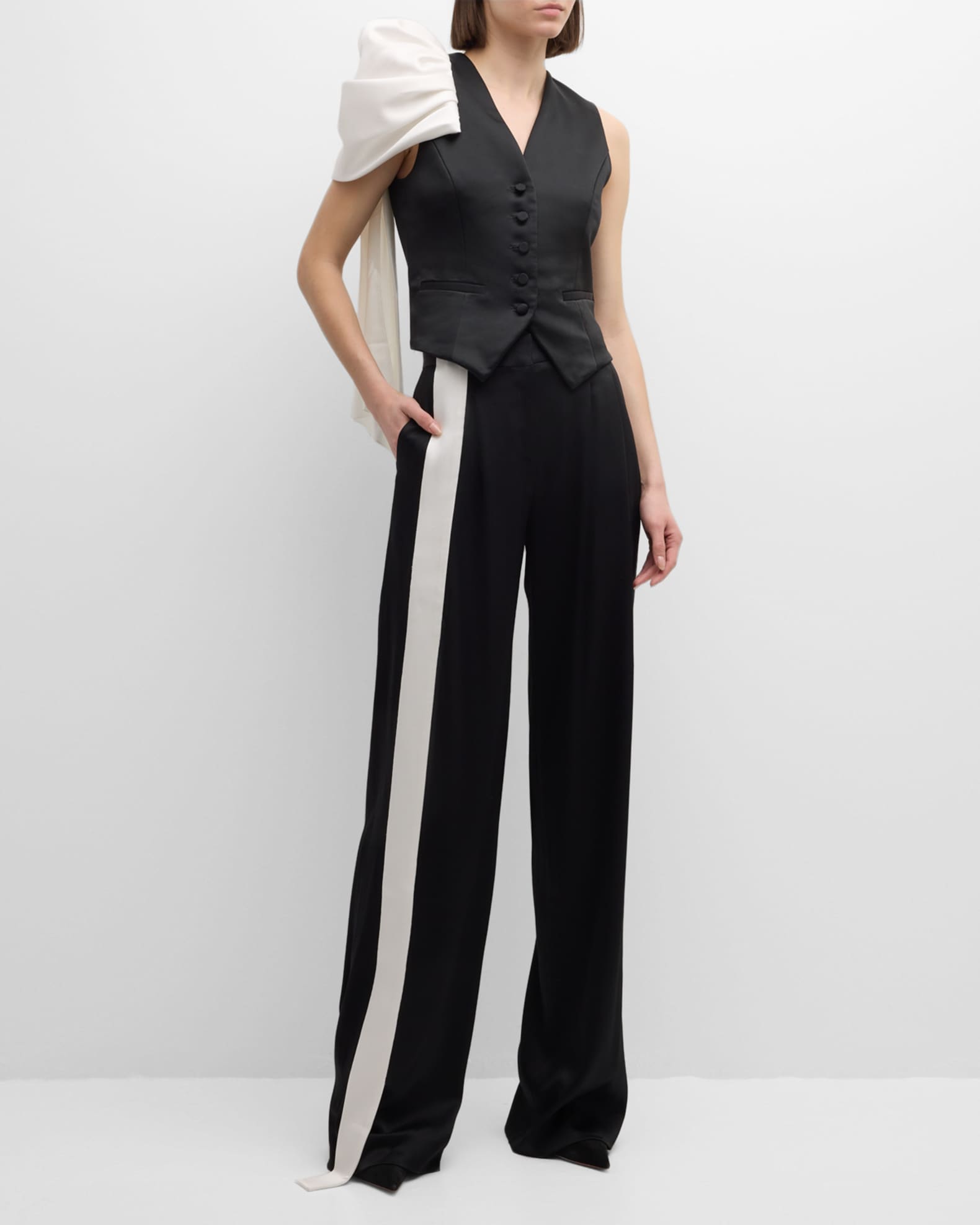 Hellessy Pascal Shoulder-Bustle Crepe Vest | Neiman Marcus