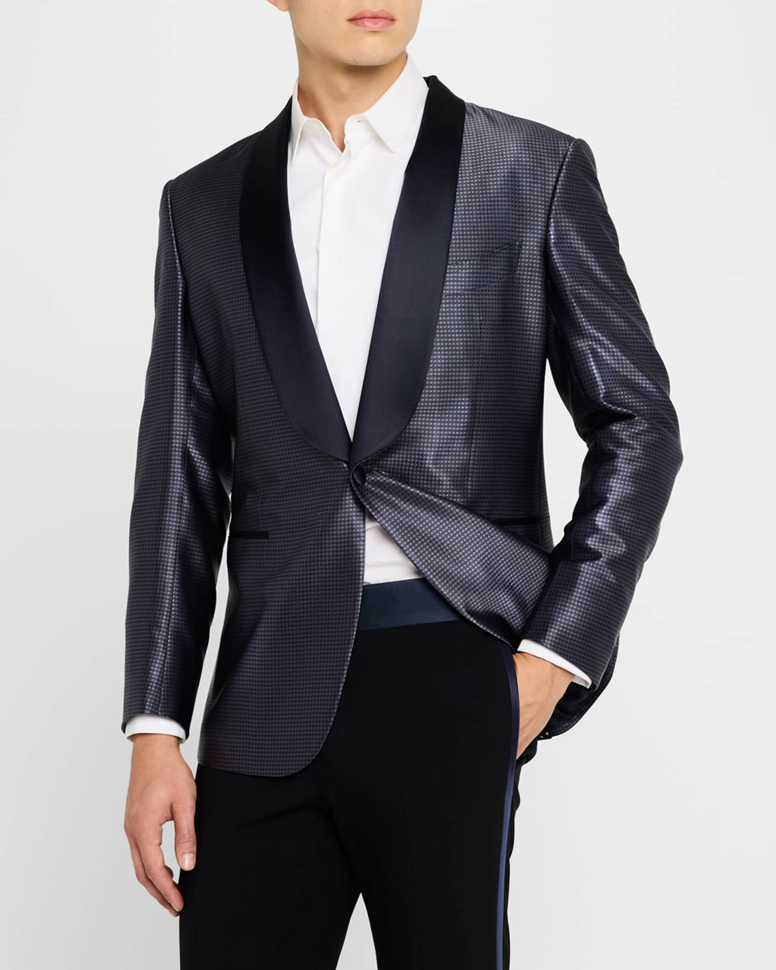 Stefano Ricci Men's Silk Check Shawl-Lapel Dinner Jacket | Neiman Marcus