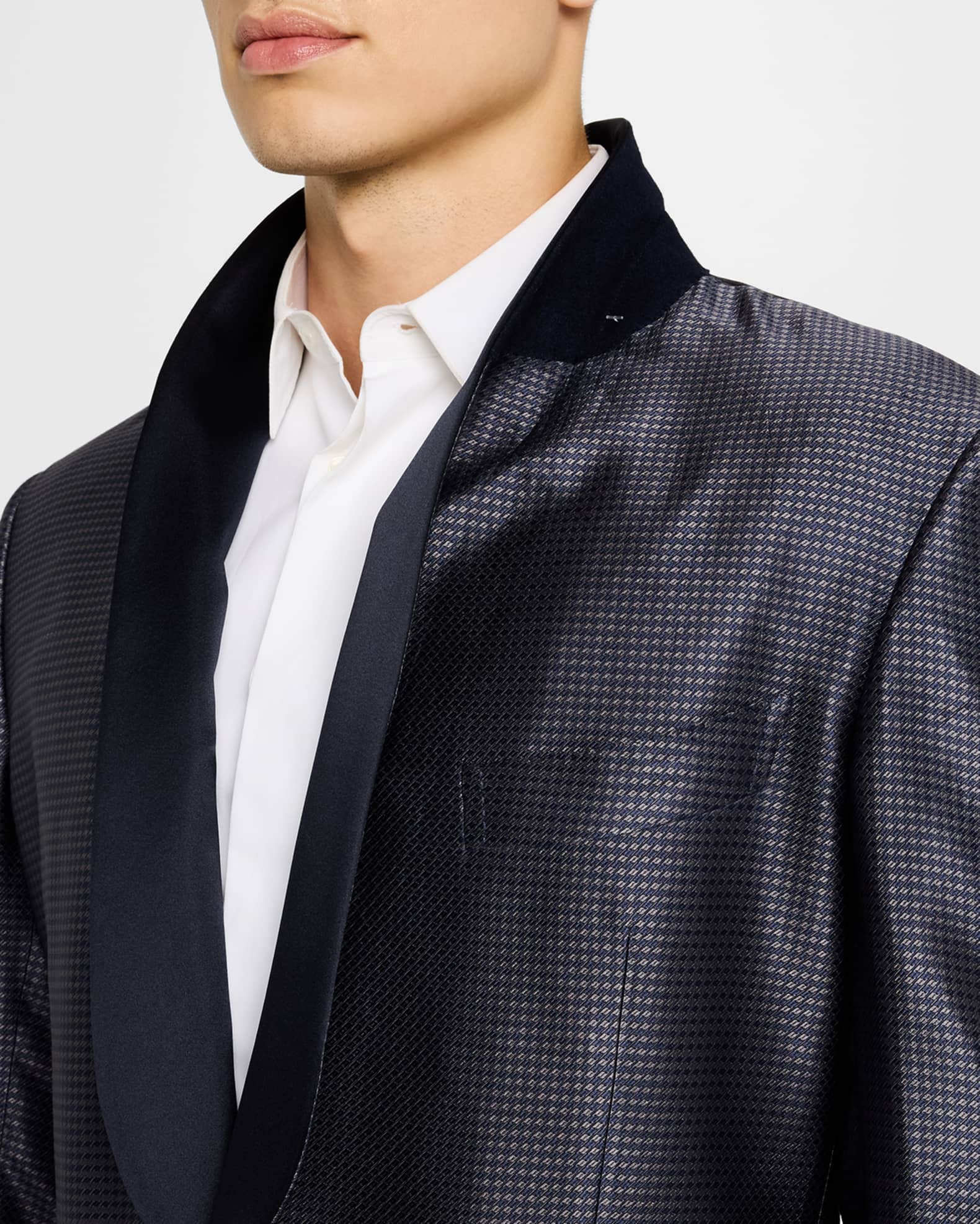 Stefano Ricci Men's Silk Check Shawl-Lapel Dinner Jacket | Neiman Marcus