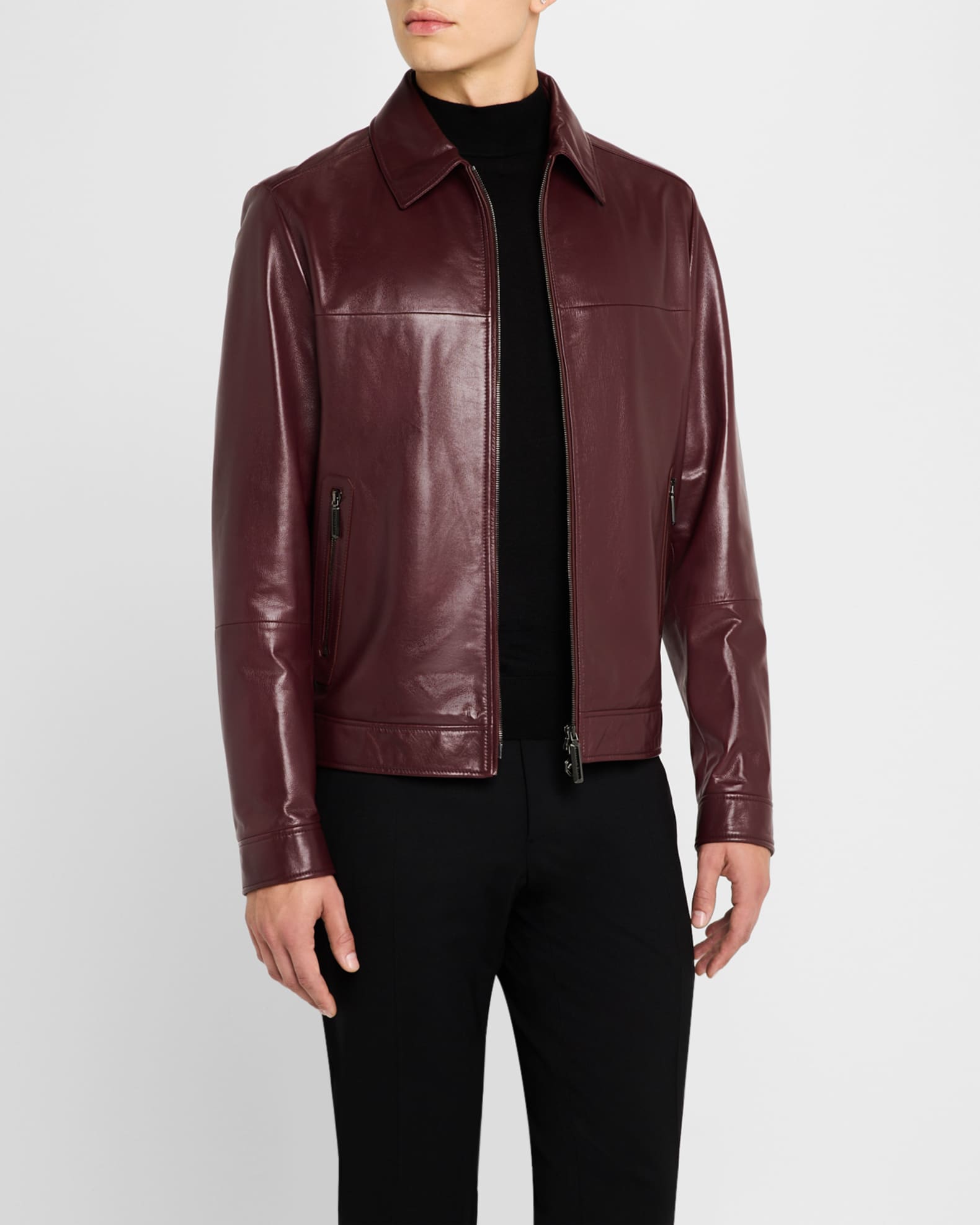 Stefano Ricci Men's Leather Full-Zip Blouson | Neiman Marcus