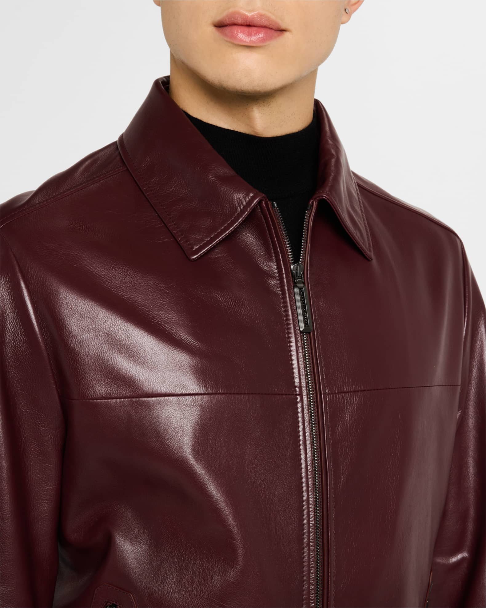 Stefano Ricci Men's Leather Full-Zip Blouson | Neiman Marcus