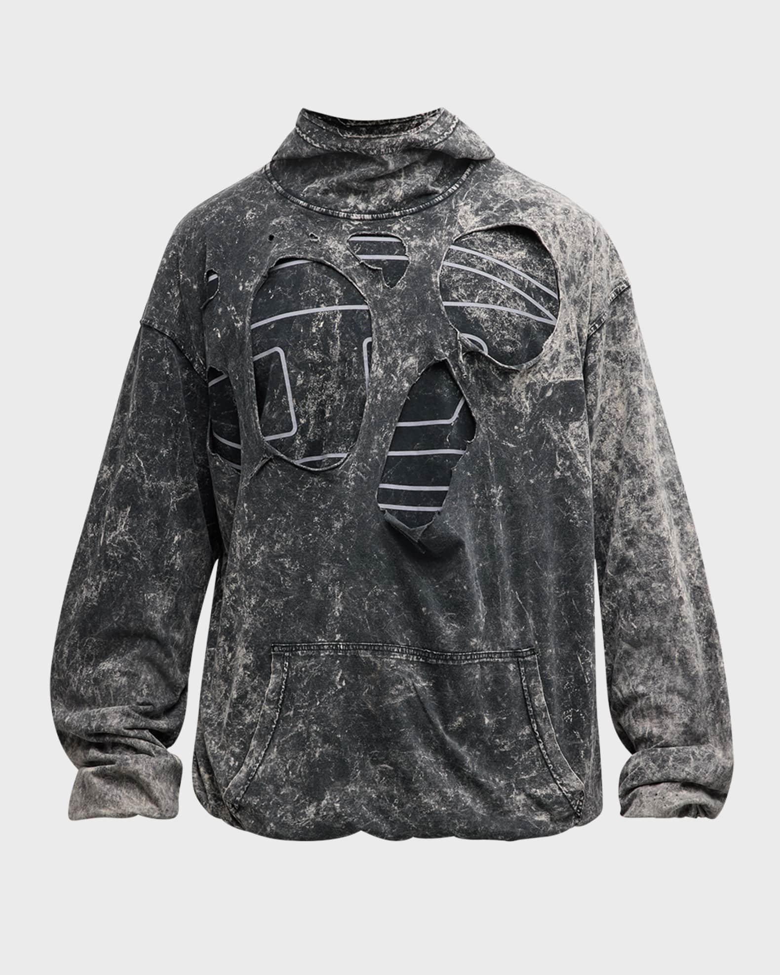 Diesel Men's Destroyed Two-Layer Hoodie | Neiman Marcus