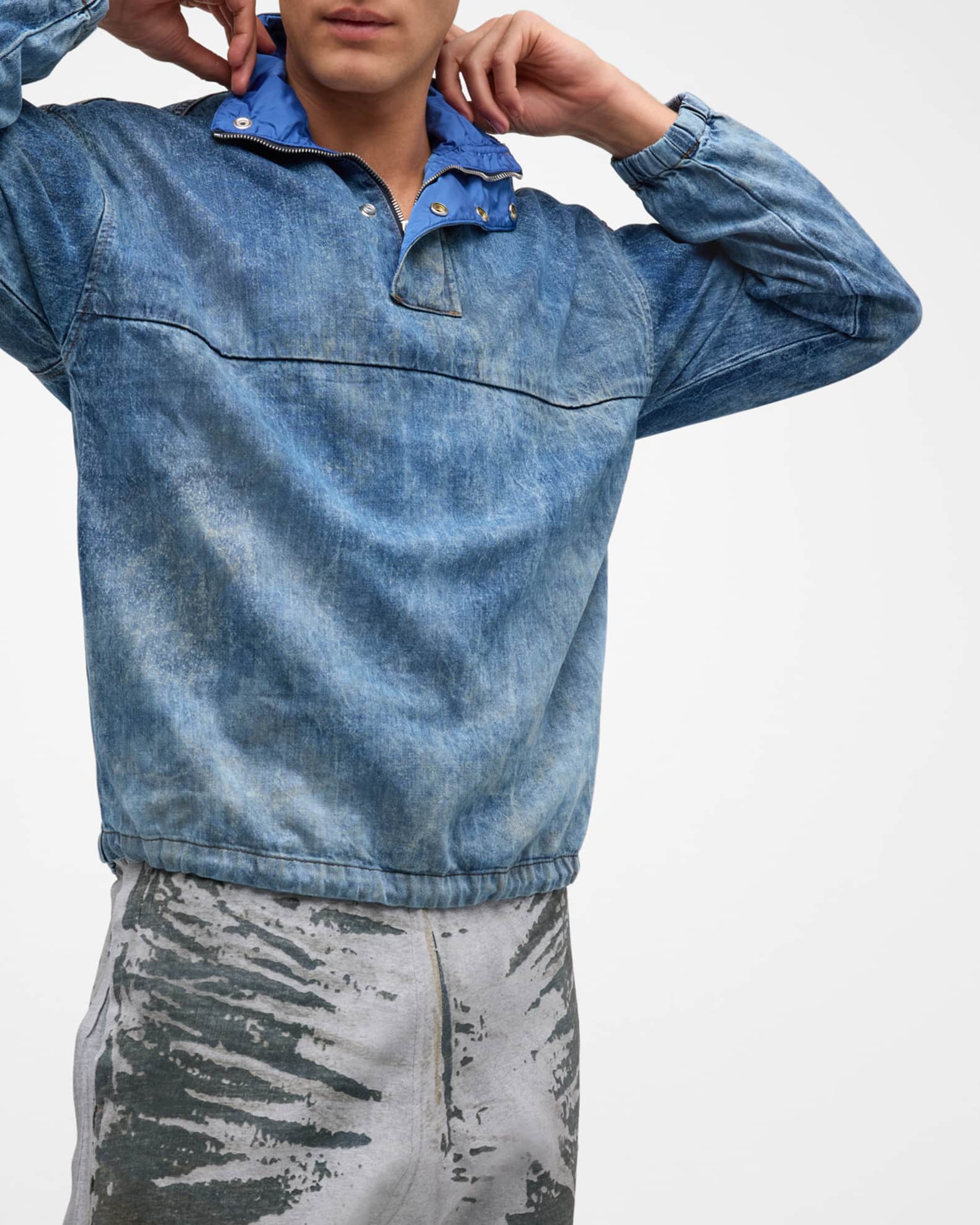 Diesel Men's Half-Zip Soft Denim Sweatshirt | Neiman Marcus