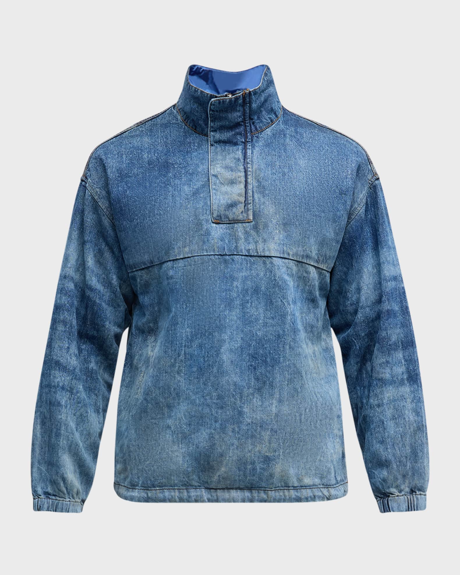 Diesel Men's Half-Zip Soft Denim Sweatshirt | Neiman Marcus