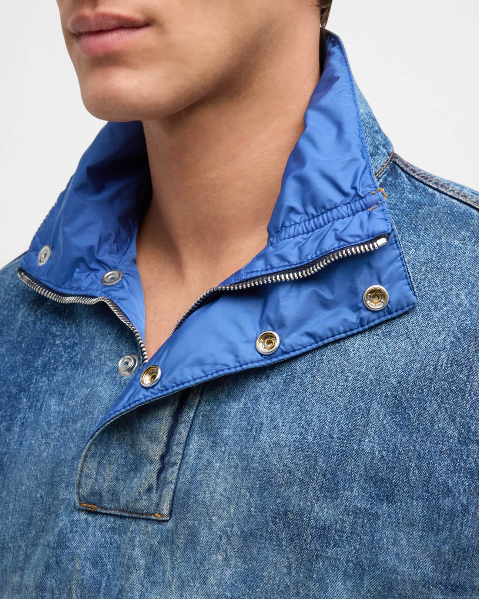 Diesel Men's Half-Zip Soft Denim Sweatshirt | Neiman Marcus