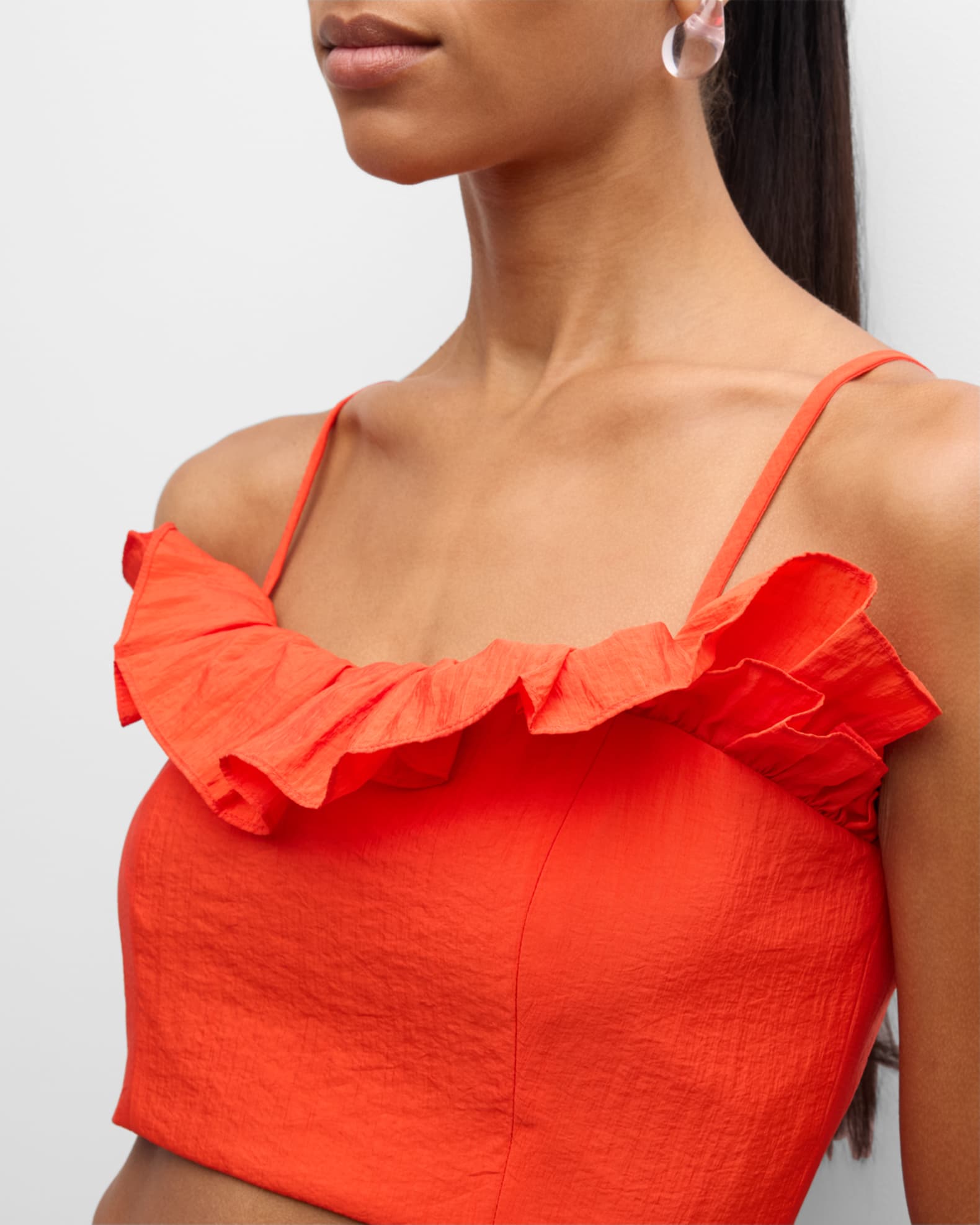 Cinq a Sept Pyper Ruffled Crop Top | Neiman Marcus