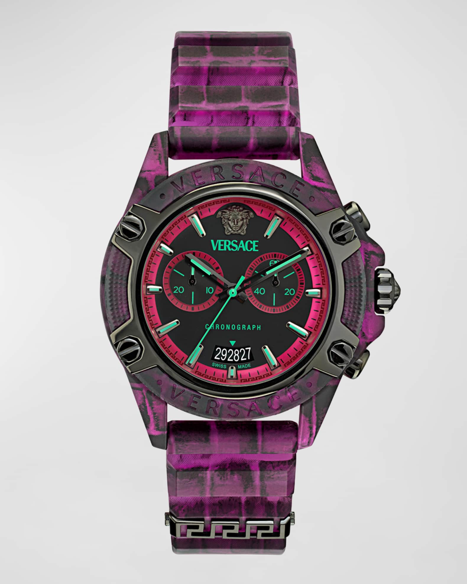 Versace Men's Icon Active Silicone-Strap Chronograph Watch, 44mm ...