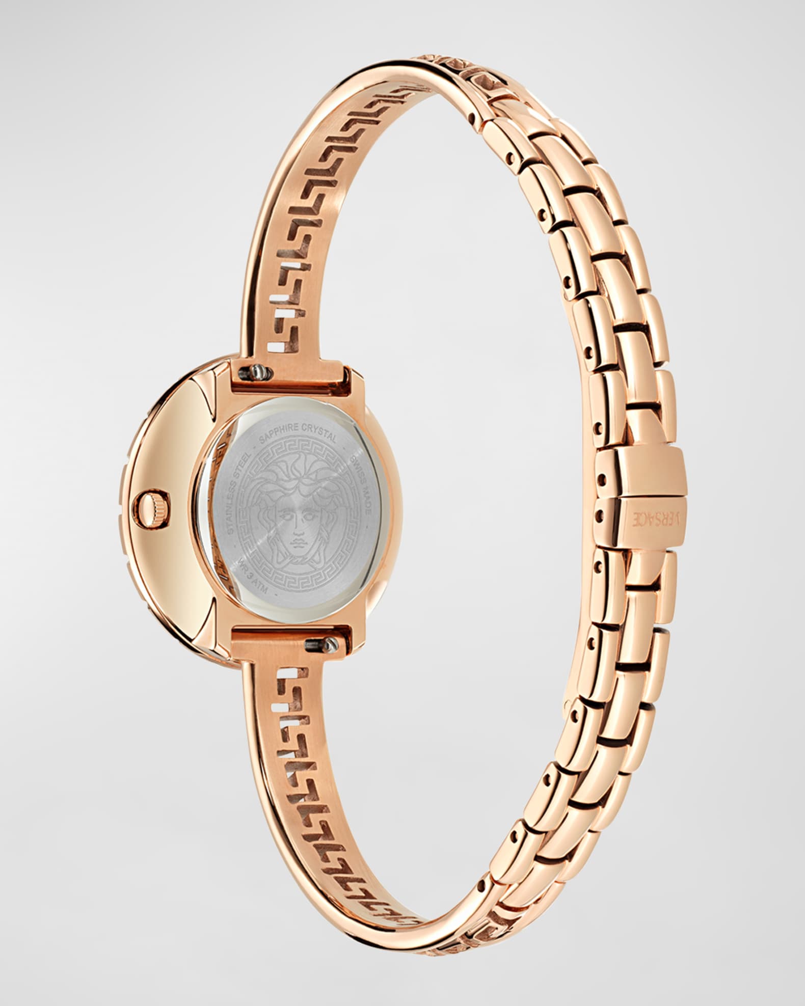 Versace La Greca IP Rose Gold Bangle Bracelet Watch, 28mm | Neiman Marcus