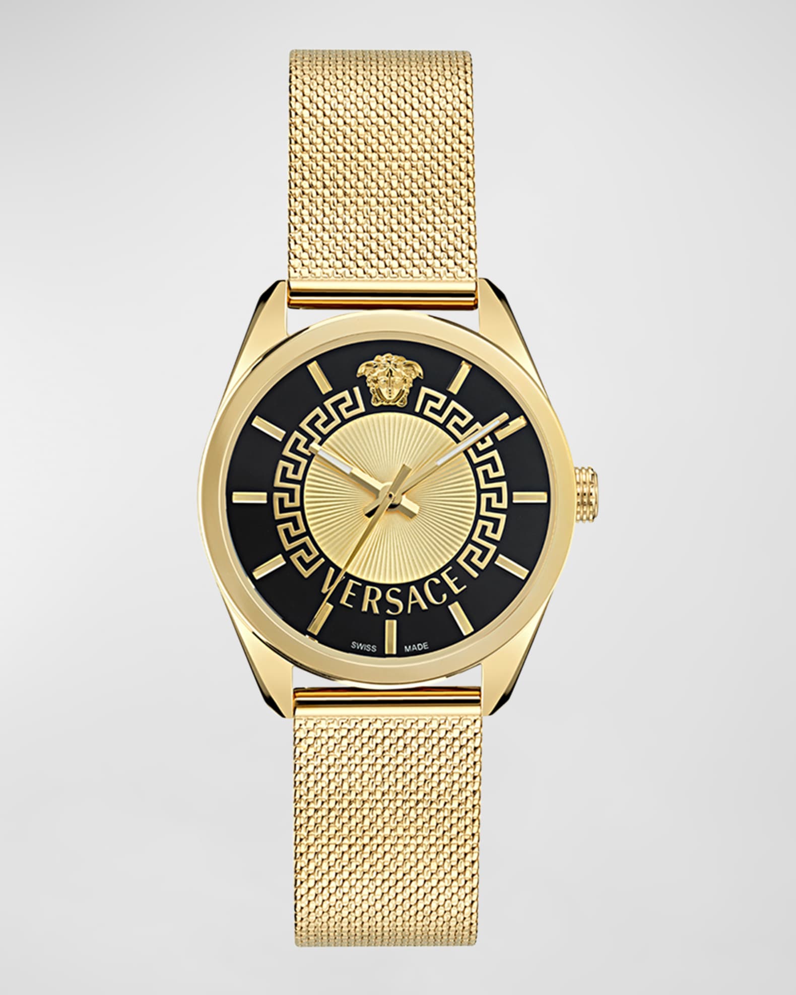 Versace 36mm V-Circle Watch with Bracelet Strap, Yellow Gold | Neiman ...