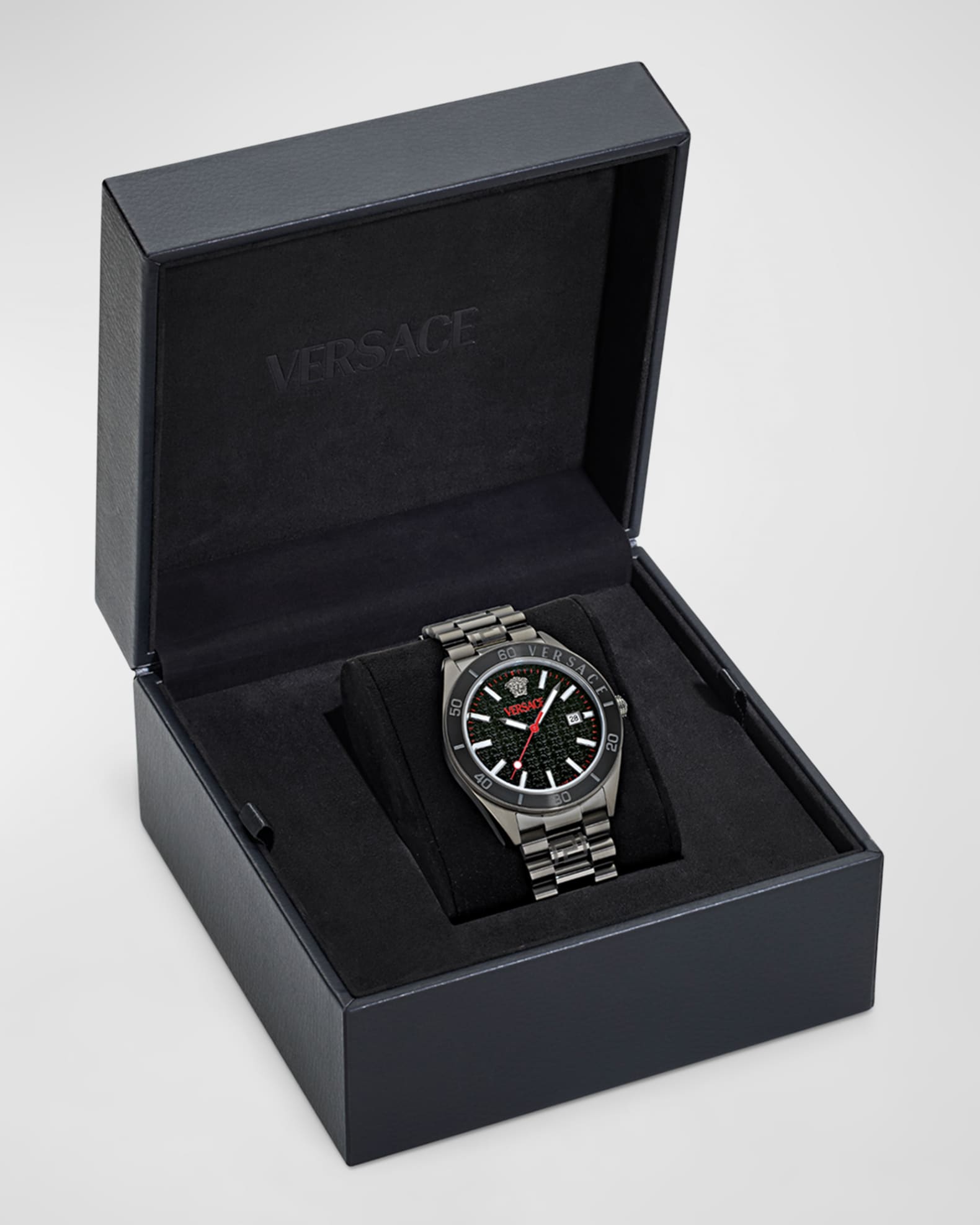 Versace Men's V-Dome IP Black Bracelet Watch, 42mm | Neiman Marcus