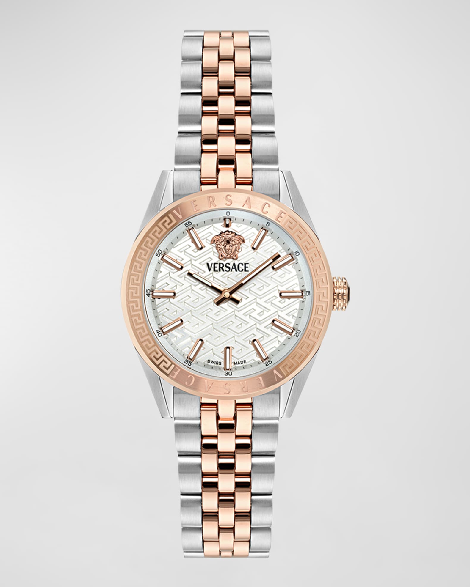 Versace 36mm V-Code Watch with Bracelet Strap, Two Tone | Neiman Marcus