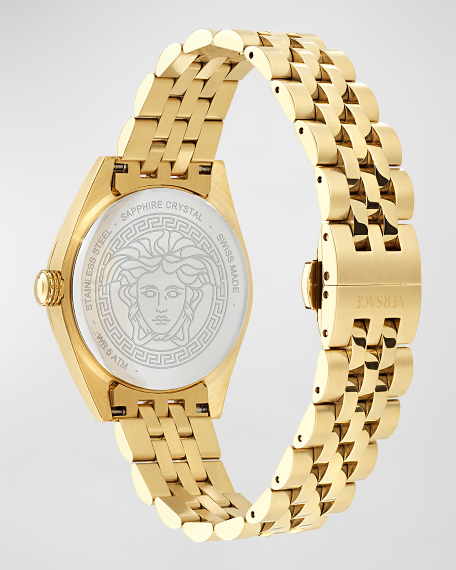 Versace 36mm V-Code Watch with Bracelet Strap, Yellow Gold/Black ...
