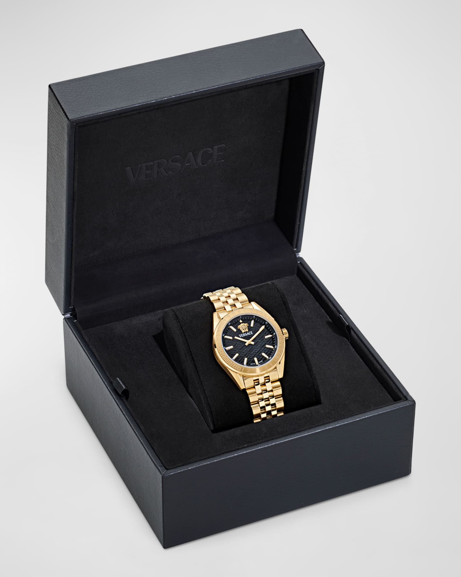 Versace 36mm V-Code Watch with Bracelet Strap, Yellow Gold/Black ...