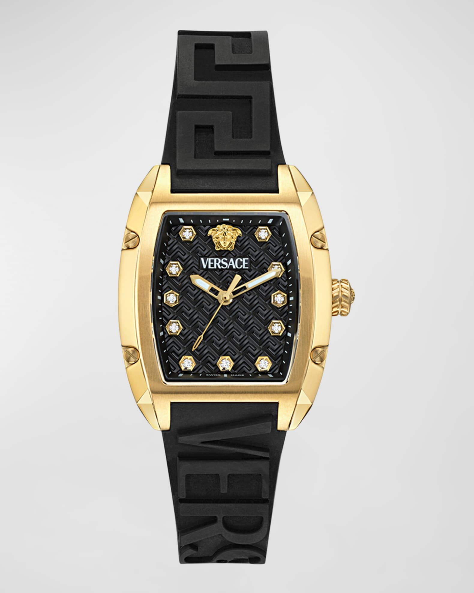 Versace 36mm Dominus Watch with Silicone Strap, Black | Neiman Marcus