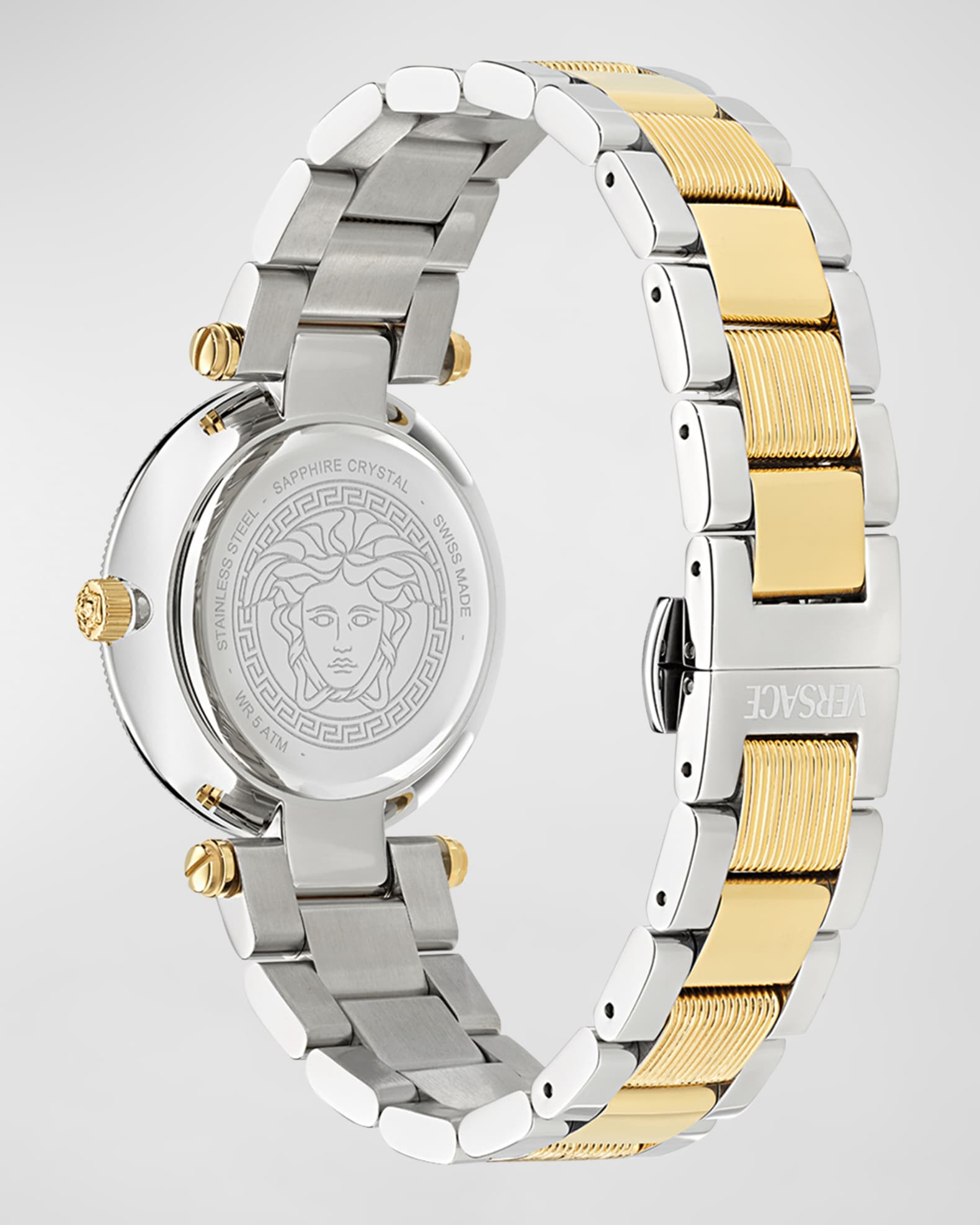 Versace 35mm Versace Reve Watch with Bracelet Strap, Two Tone/Green ...