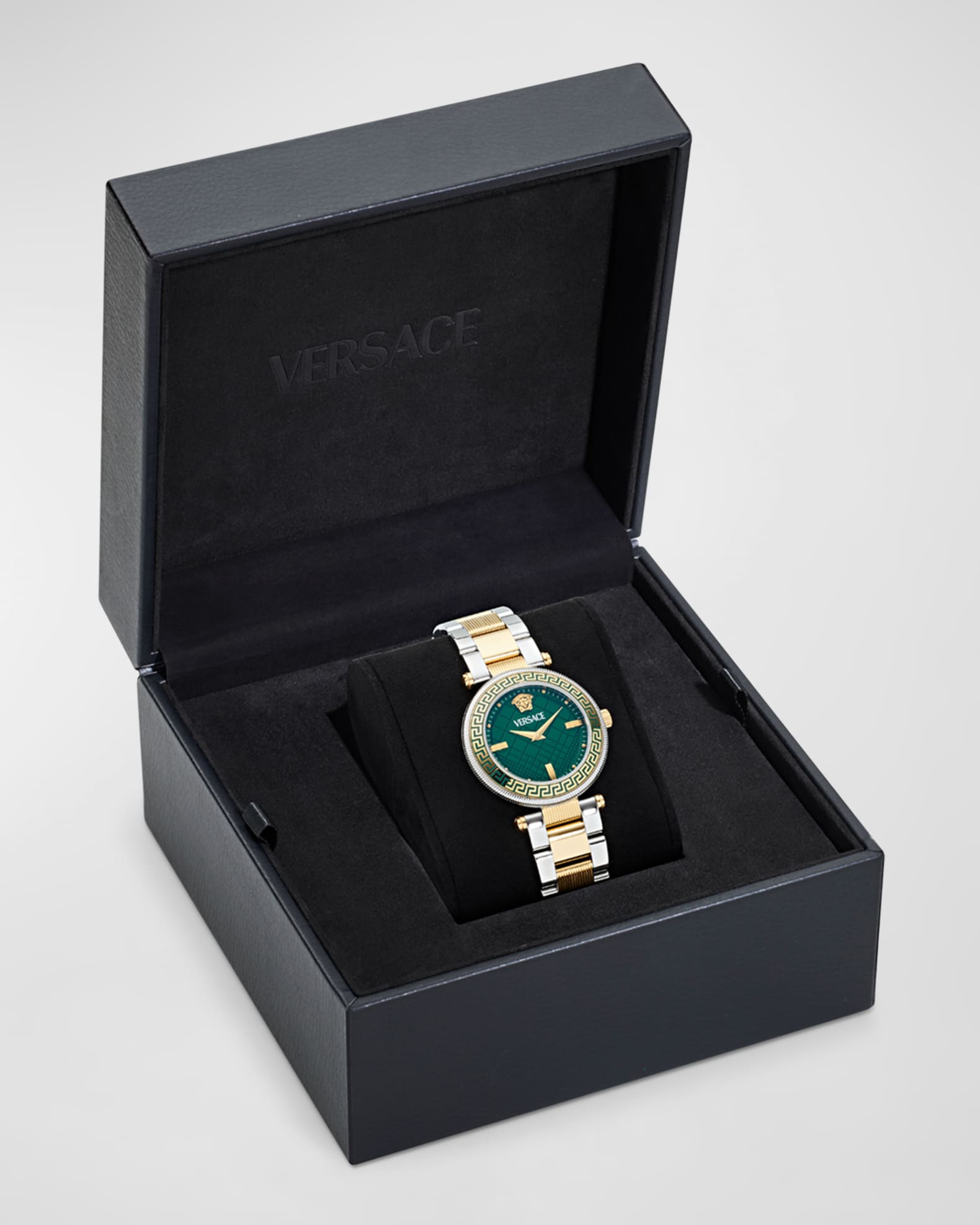 Versace 35mm Versace Reve Watch with Bracelet Strap, Two Tone/Green ...